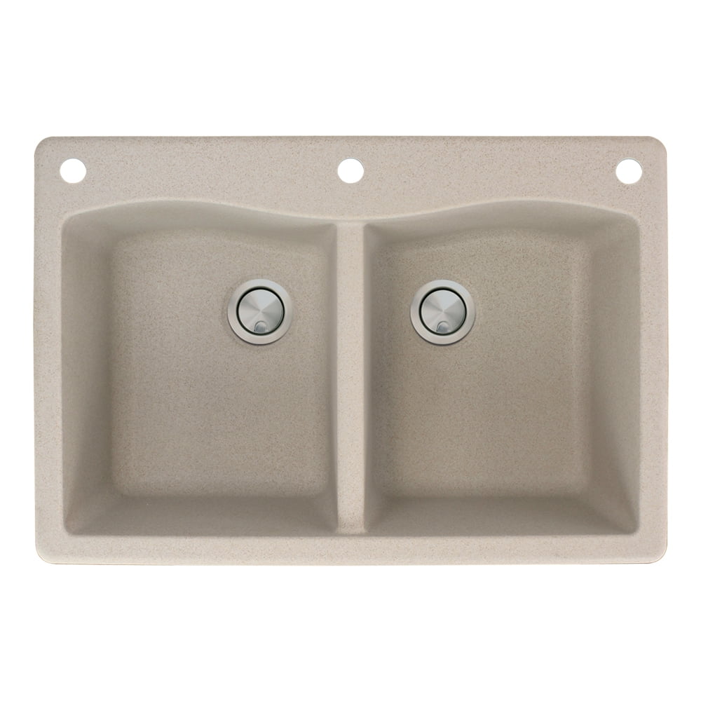 Transolid Aversa 33in x 22in silQ Granite Drop-in Double Bowl Kitchen ...