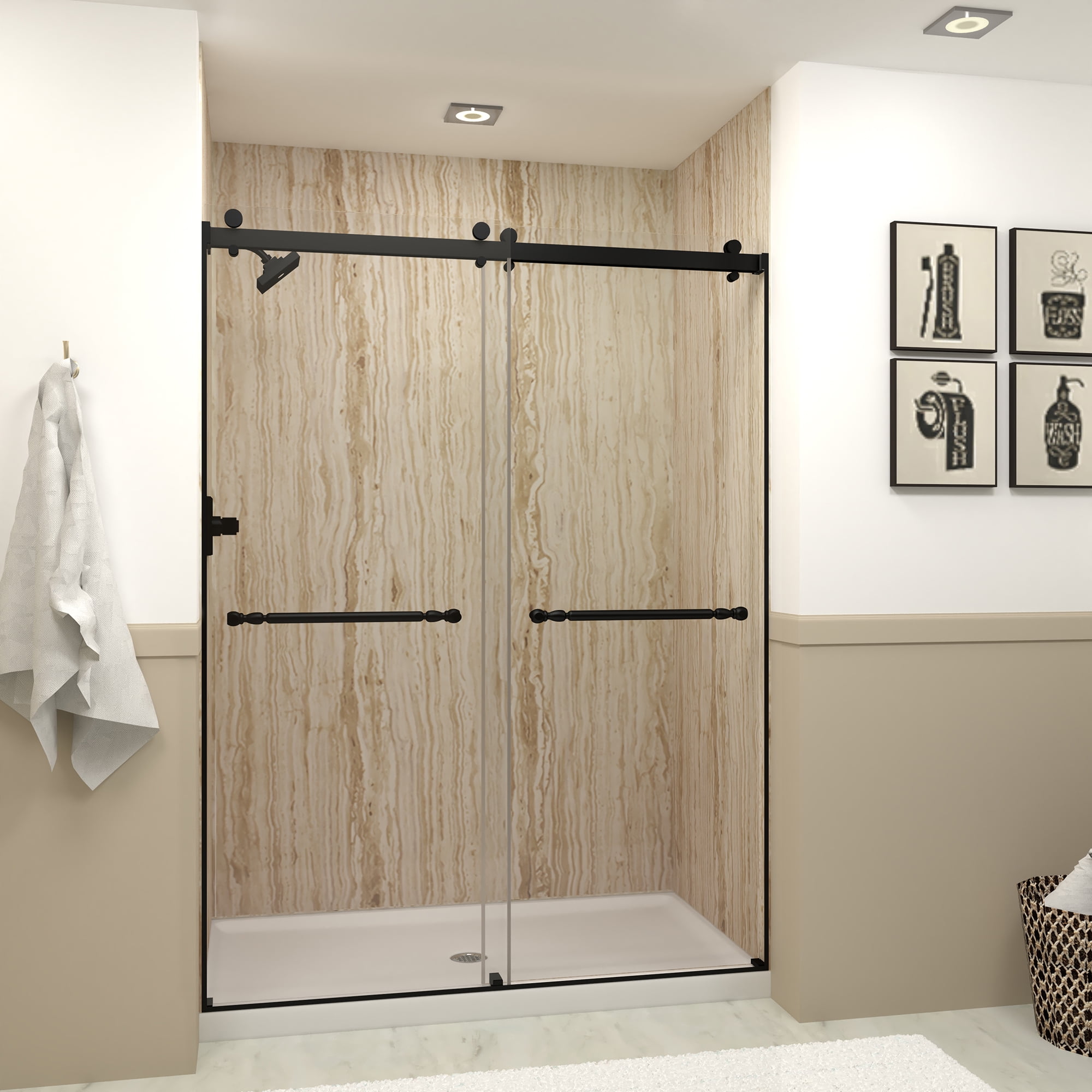 Transolid Bypt608010l-N 80" High X 60" Wide Bypass Frameless Shower ...