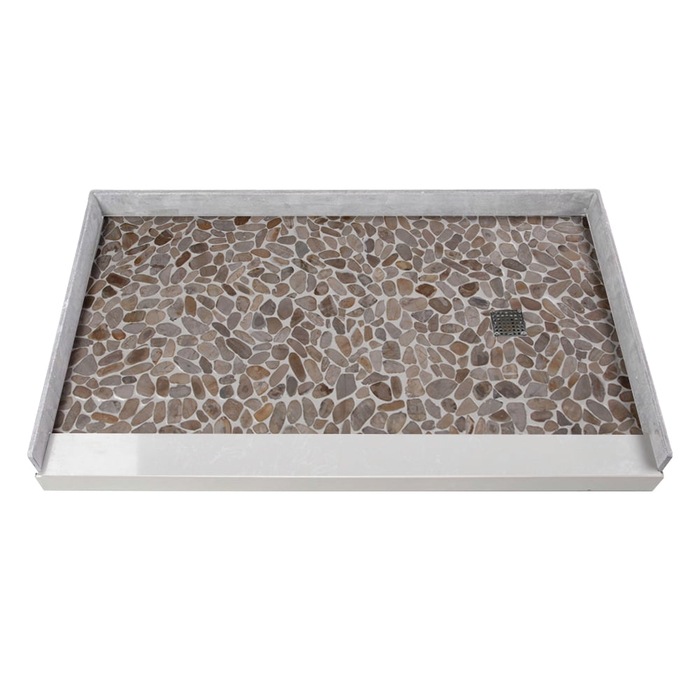Transolid FPT6036C-PC 60-in x 36-in Pre-Tiled Shower Base with Center ...
