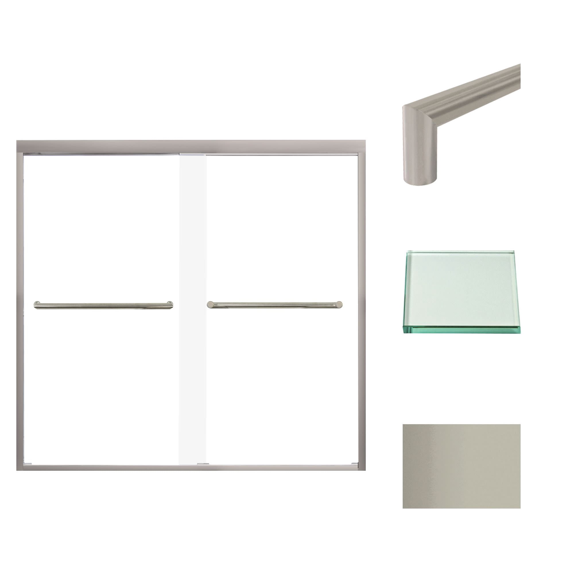 Transolid Fbpt605808c-T 58" High X 59" Wide Bypass Frameless Shower ...