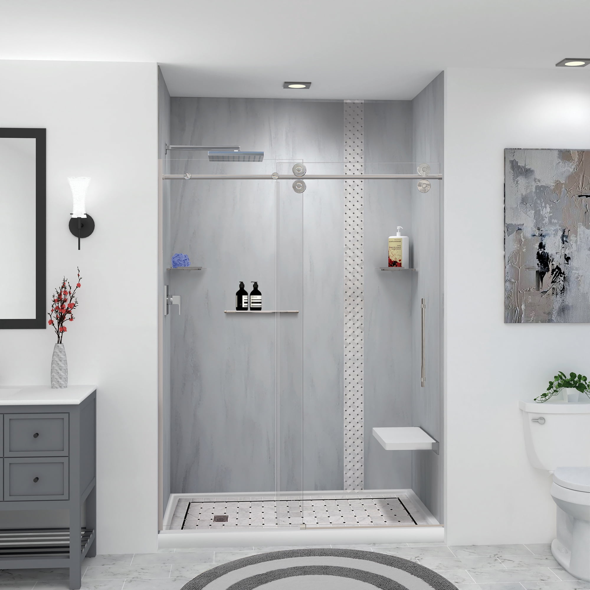 Transolid K-SS17-SSC-BS Shower Shelf Kit - 17-in Shower Shelf and 2 ...