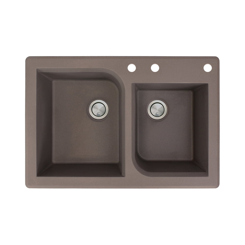 Transolid Radius 33in x 22in silQ Granite Drop-in Double Bowl Kitchen ...