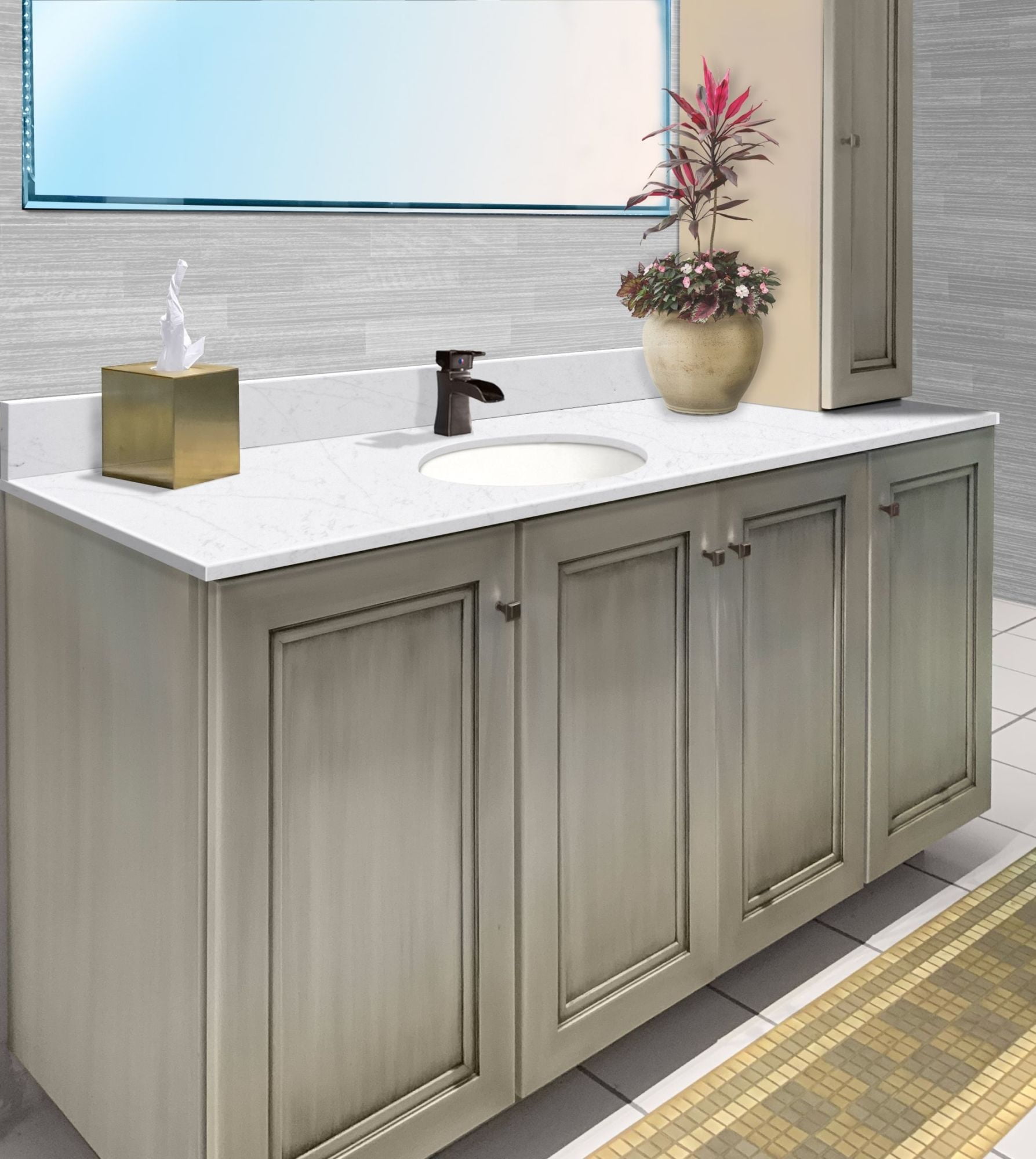Transolid Vt43.25X22-1Ou-8 Silestone 44" Quartz Vanity Top - Statuario ...