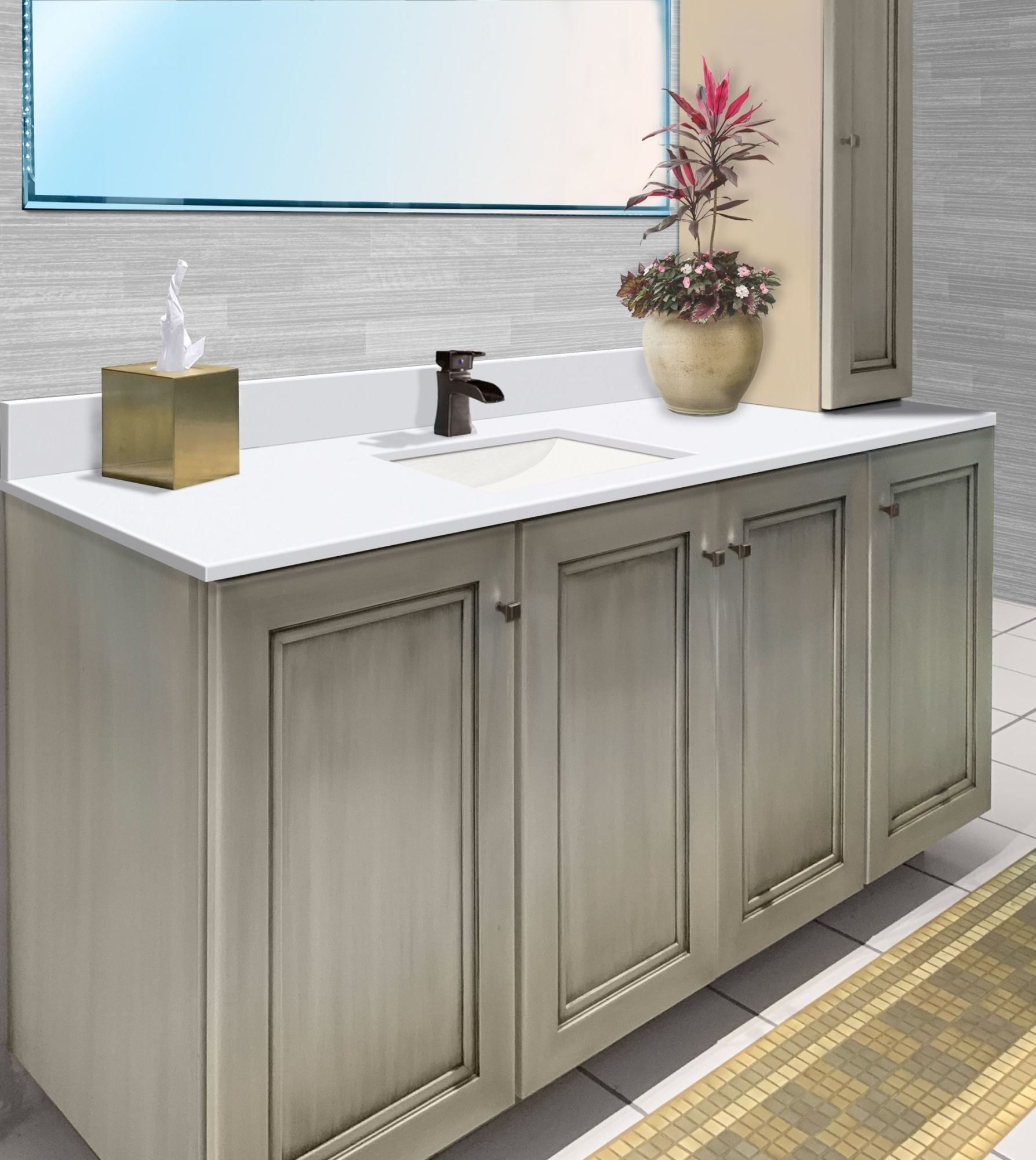 Transolid Vt43.25X22-1Ru-1 Silestone 44" Quartz Vanity Top - Miami ...
