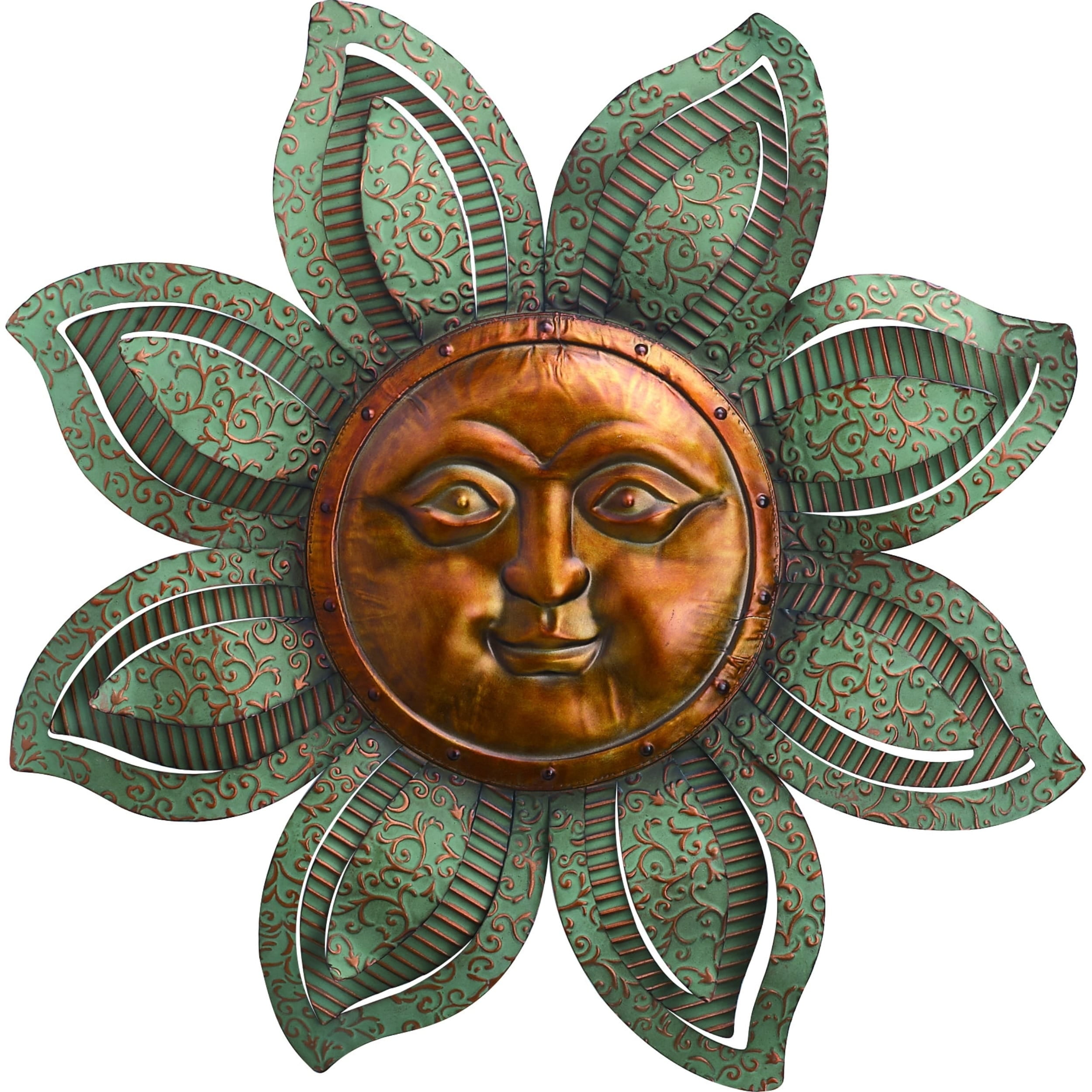 Transpac 30 in. Bronze Spring Celestial Textured Sun Face Wall Decor ...