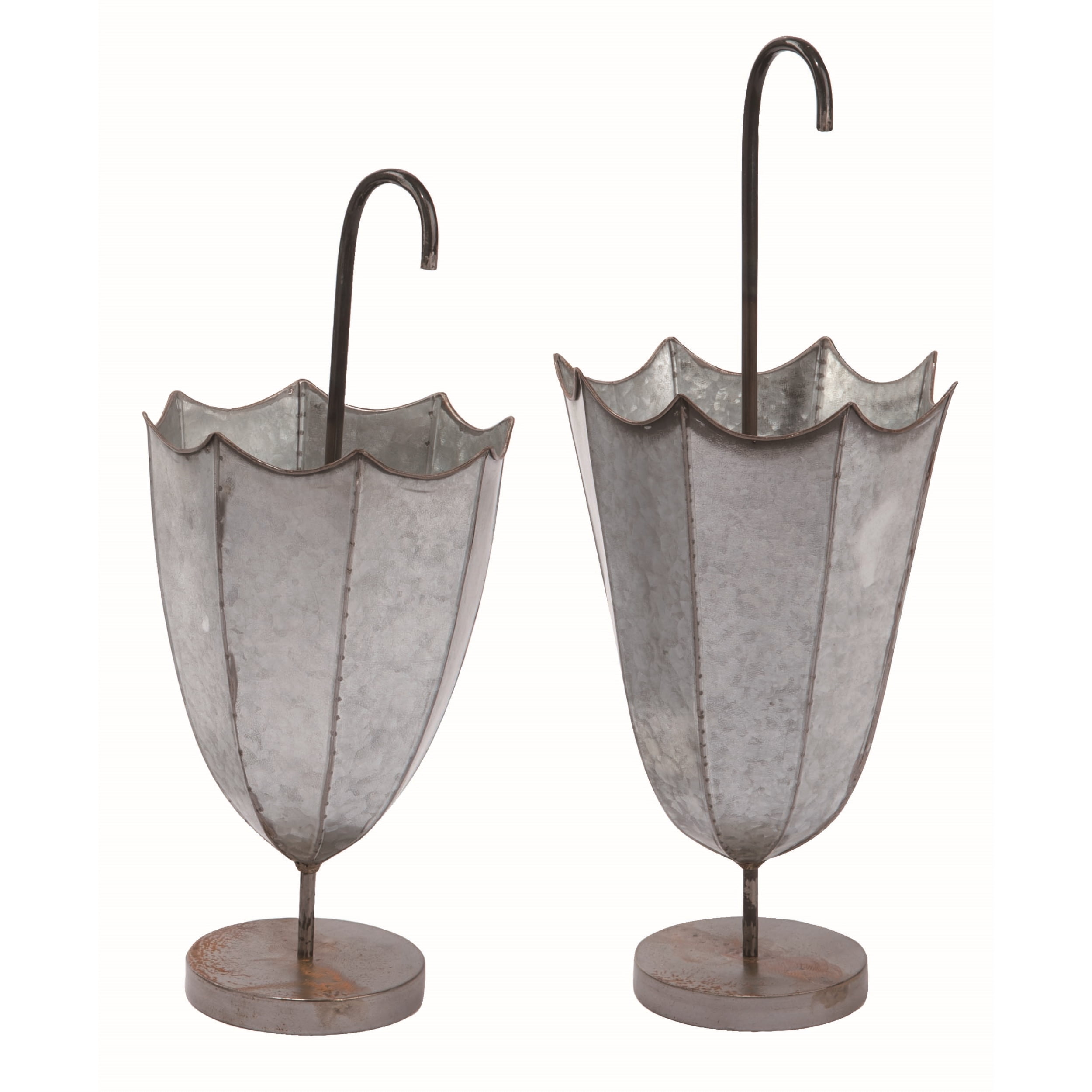 Transpac Metal 22.5 in. Gray Spring Wide Umbrella Container Set of 2 ...