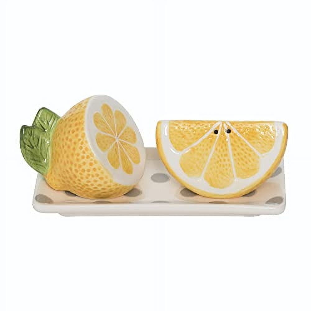 Transpac A5507 Lemon Salt and Pepper Shaker with Tray, Set of 3 ...