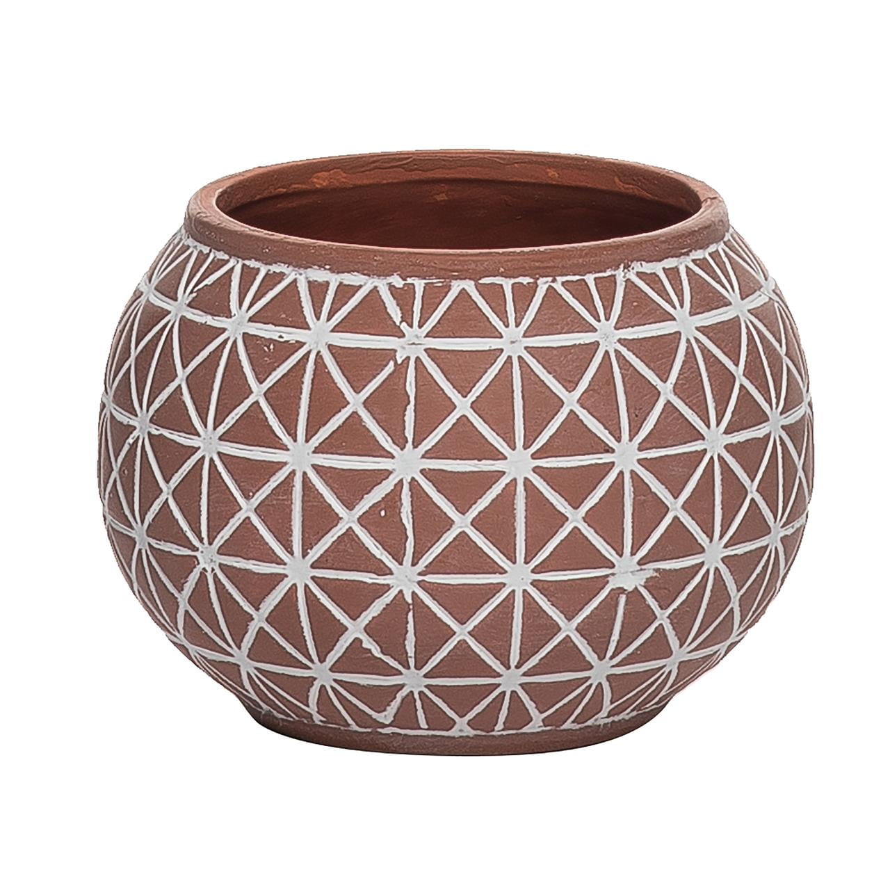 Transpac Ceramic 4.57 in. Brown Geometric Pattern Planter - Walmart.com