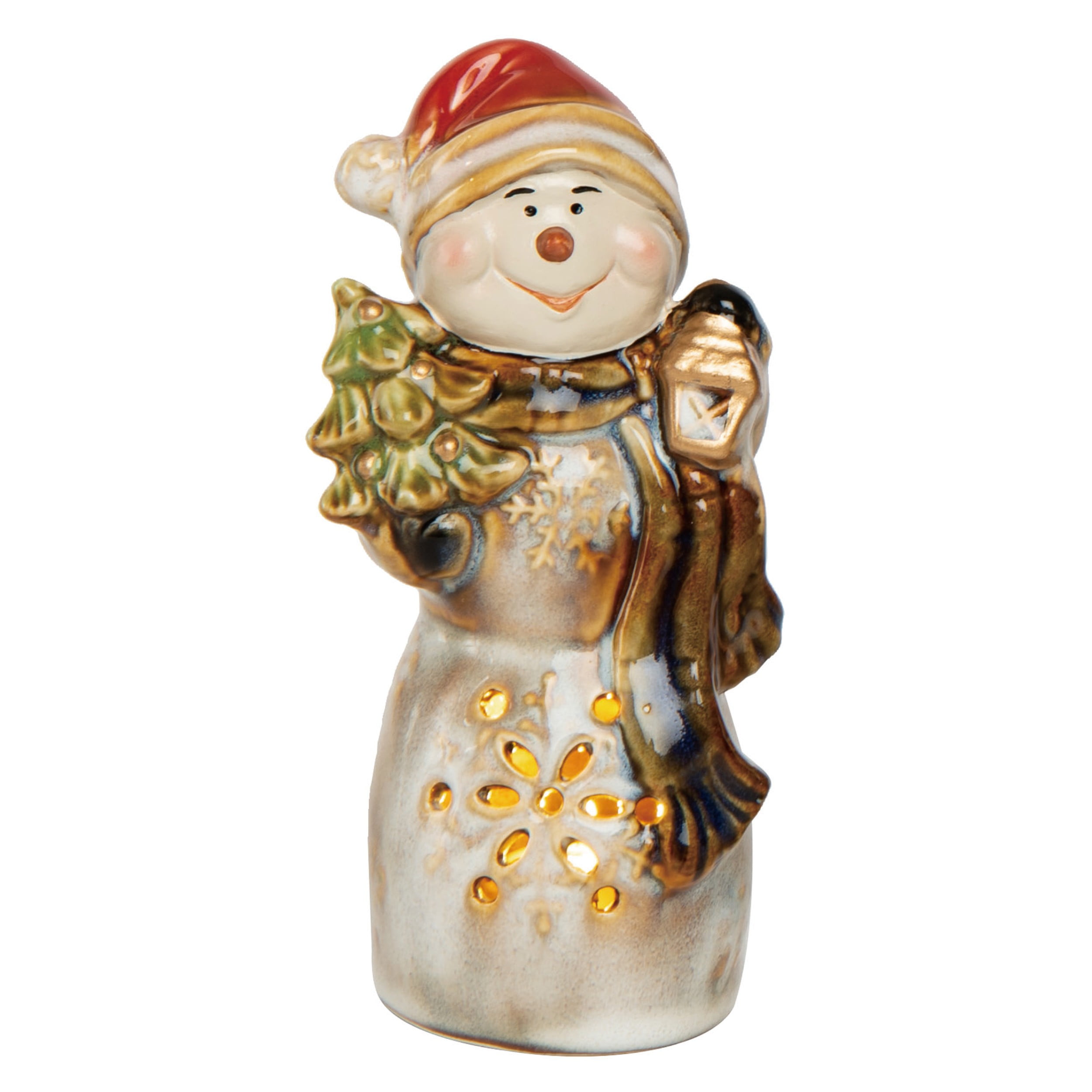 Transpac 5.51 in Green Ceramic Light Up Snowman Christmas Accent Decor ...