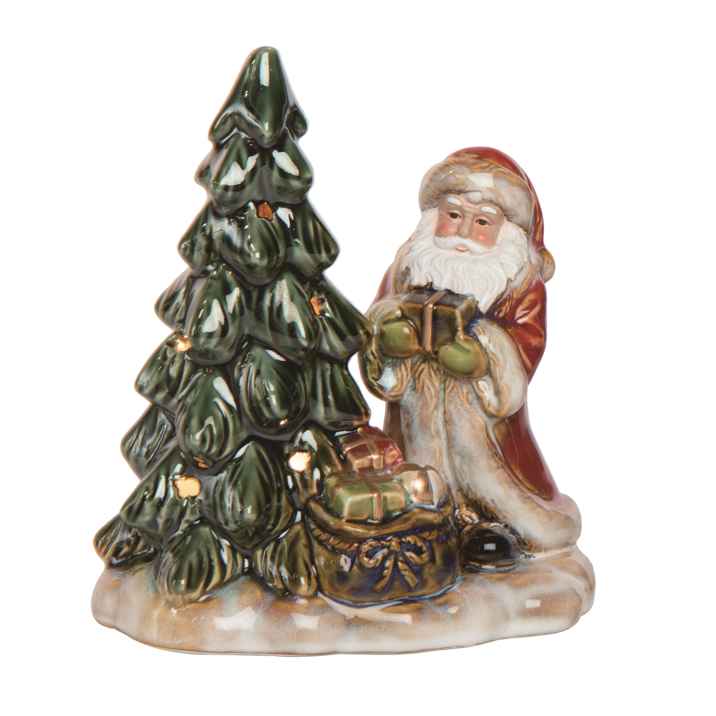 Transpac Ceramic 7.28 in. Multicolor Christmas Light Up Tree Santa ...