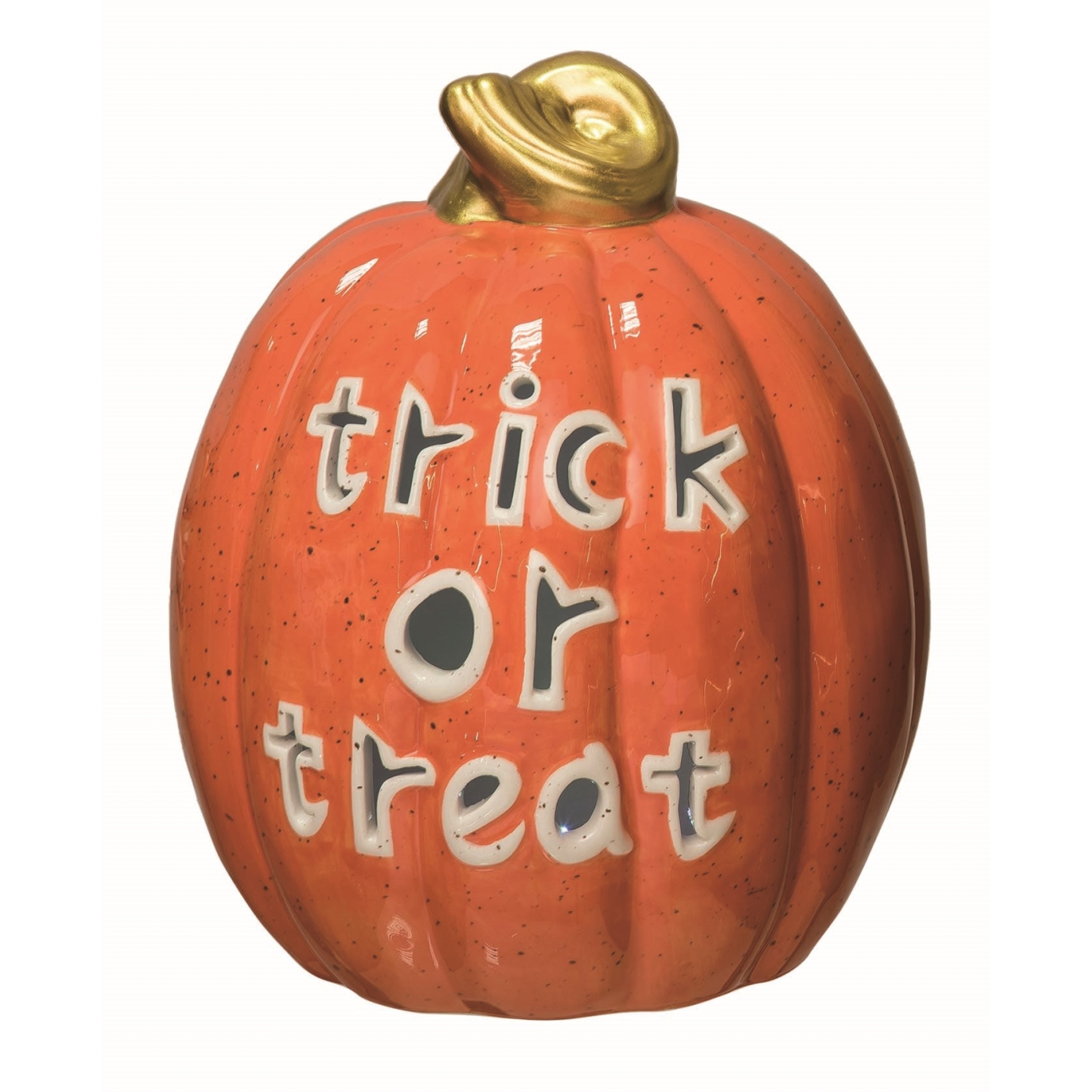 Transpac Ceramic 8.5 in. Orange Halloween Light Up Trick or Treat ...