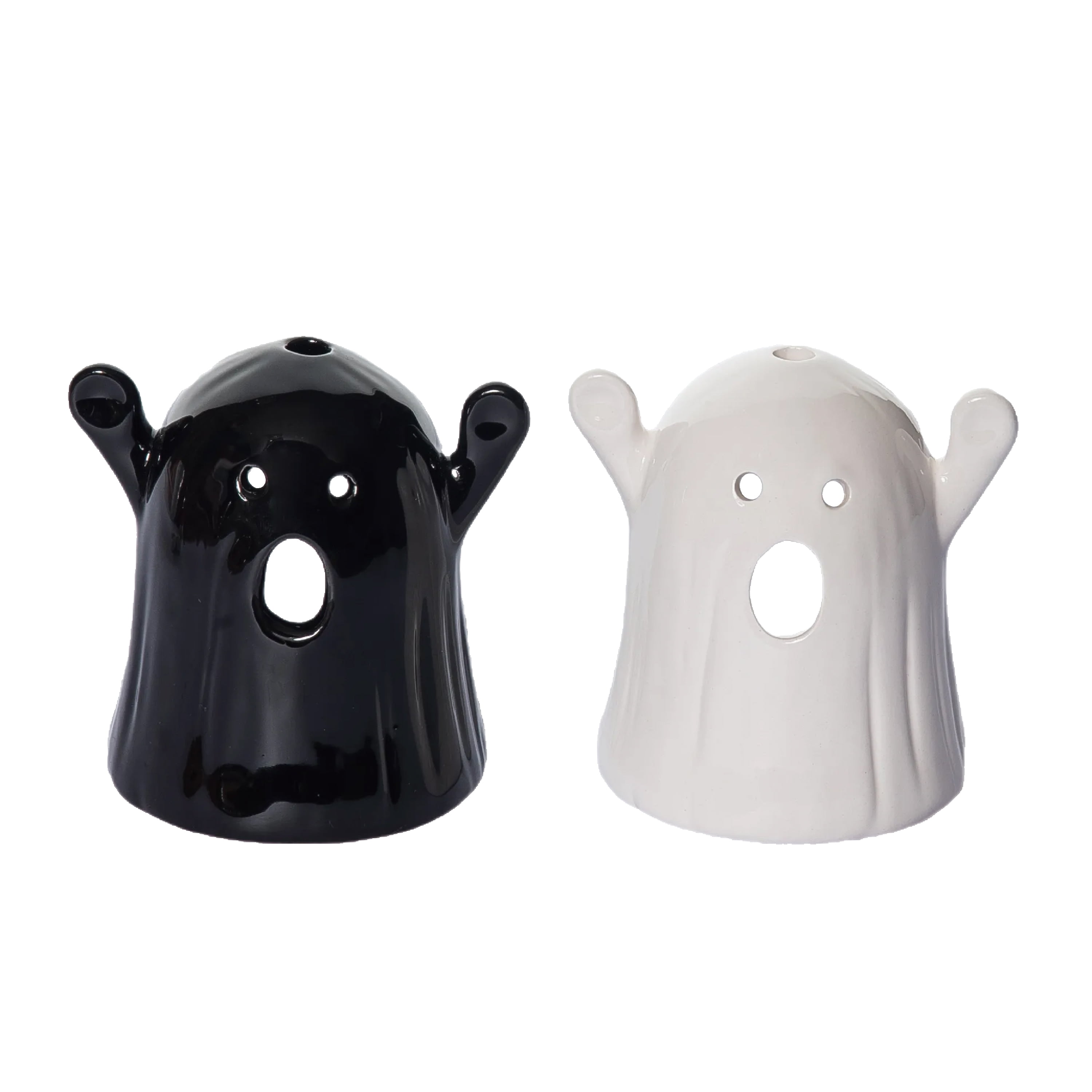 Transpac Ceramic Ghost Tea Light Holder Set of 2 Halloween Home ...