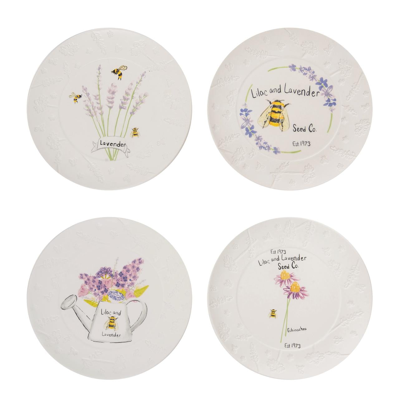 Transpac Ceramic Lavender and Lilac Appetizer Plates Set of 4 ...