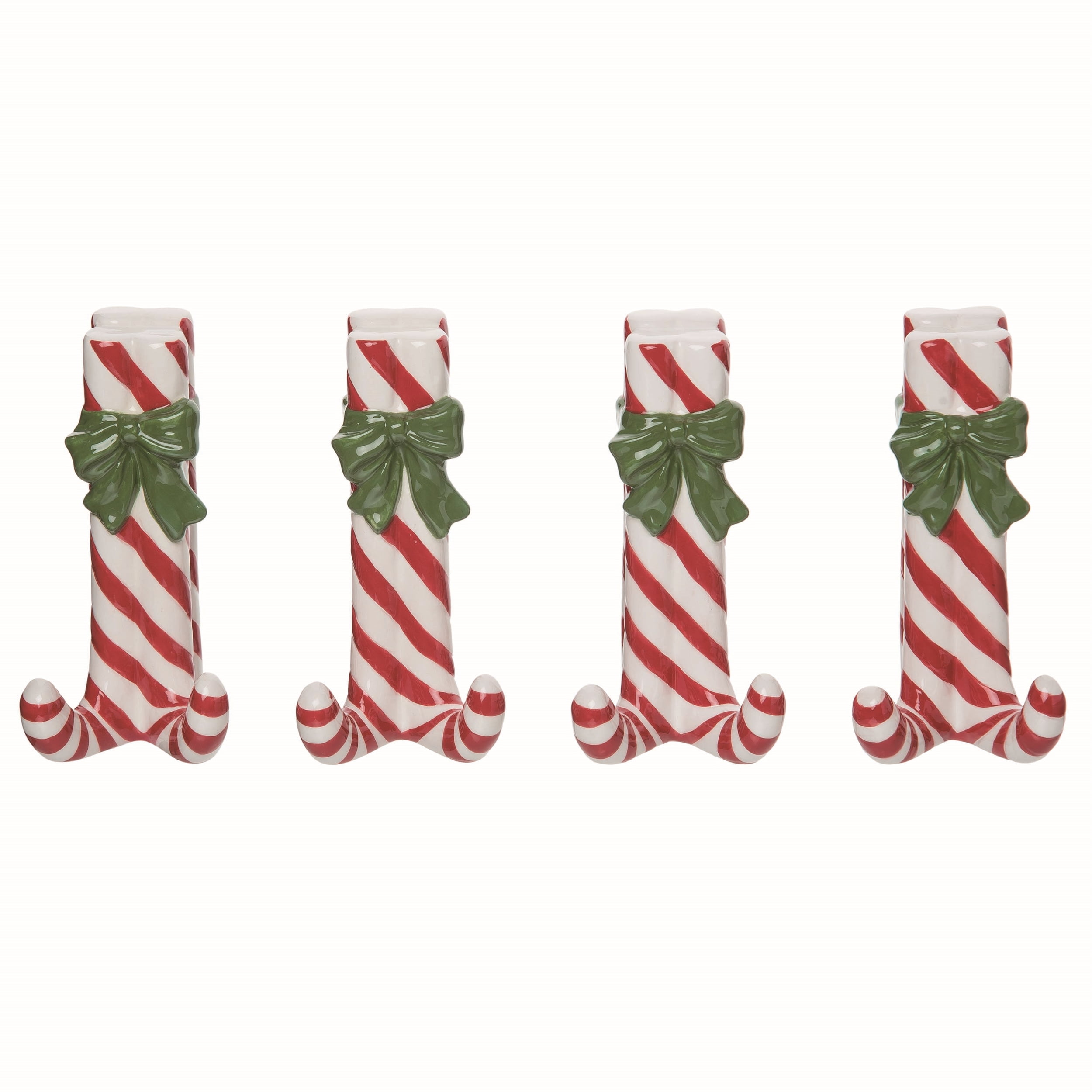 Transpac Ceramic White Christmas Peppermint Placecard Holders Set of 4 ...