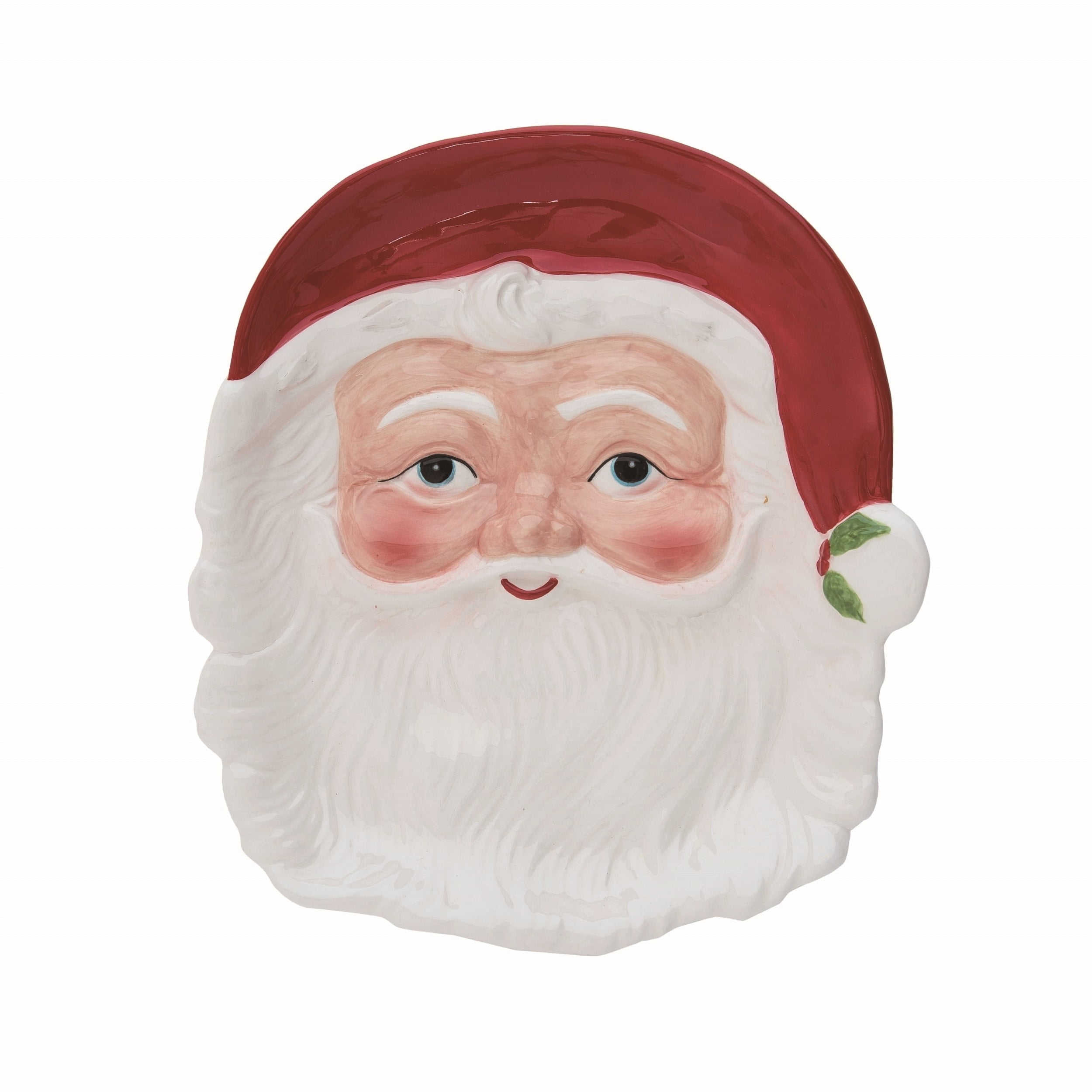 Transpac Ceramic White Christmas Vintage Santa Shaped Platter - Walmart.com