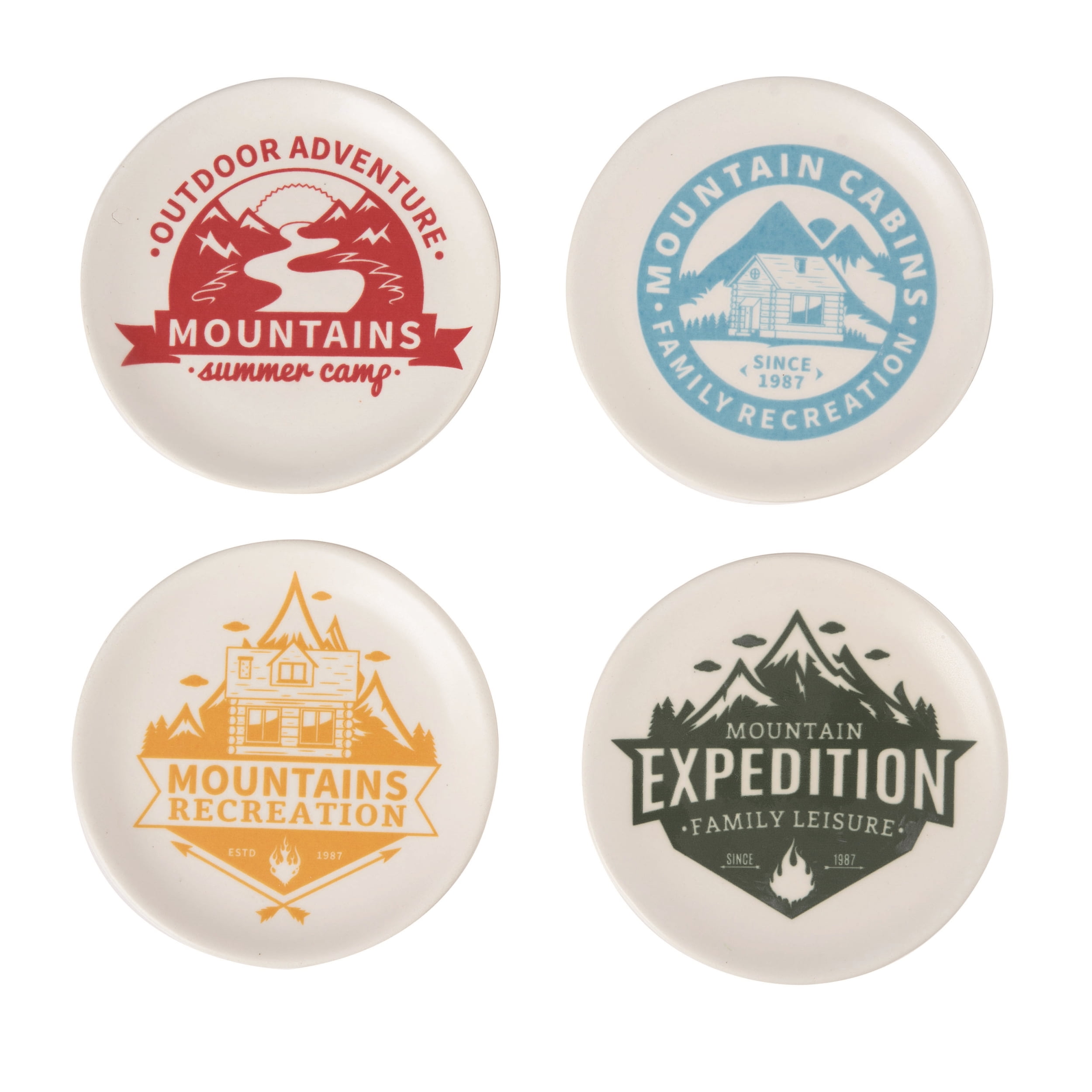 Transpac Dolomite 4 in. Multicolor Spring Matte Debossed Cabin Coasters ...