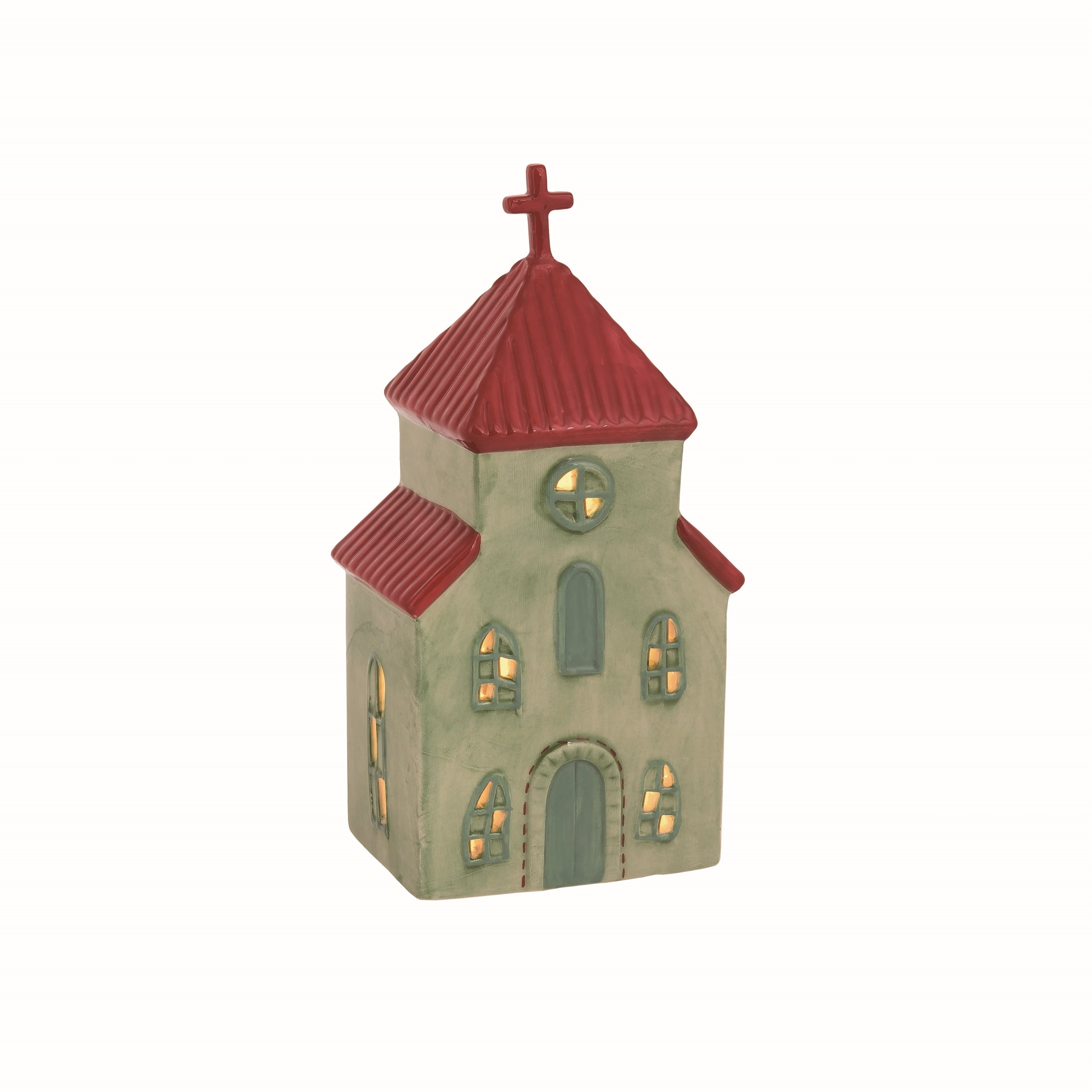 Transpac Dolomite 8.86 in Multicolor Light Up Christmas Church ...