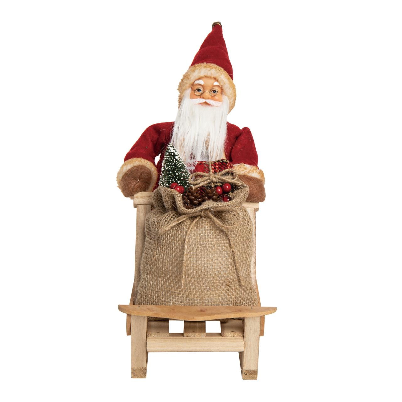 Transpac Fabric 12 in. Multicolor Christmas Santa Sled Sleigh Decor ...