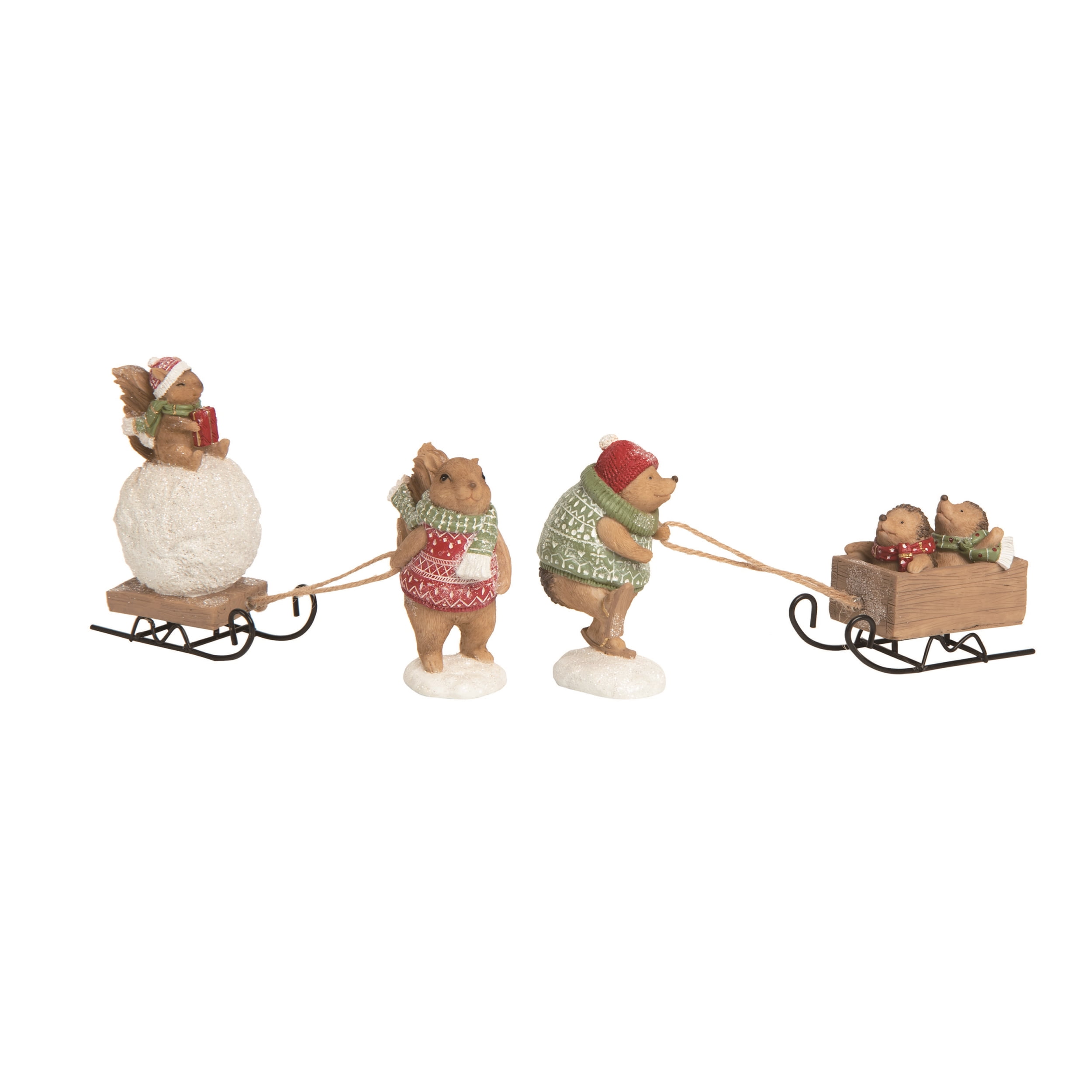 Transpac Fair Isle Critter Sledge Figurine Set of 2 Christmas Home ...