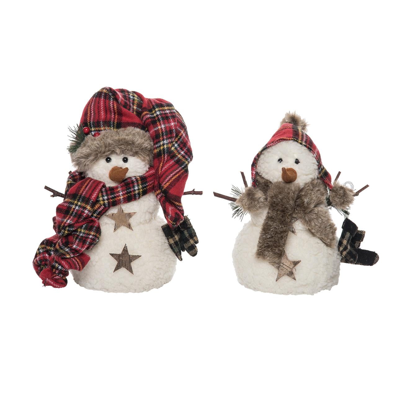 Transpac Foam 9.06 in. Multicolor Christmas Cozy Plaid Snowman Decor ...