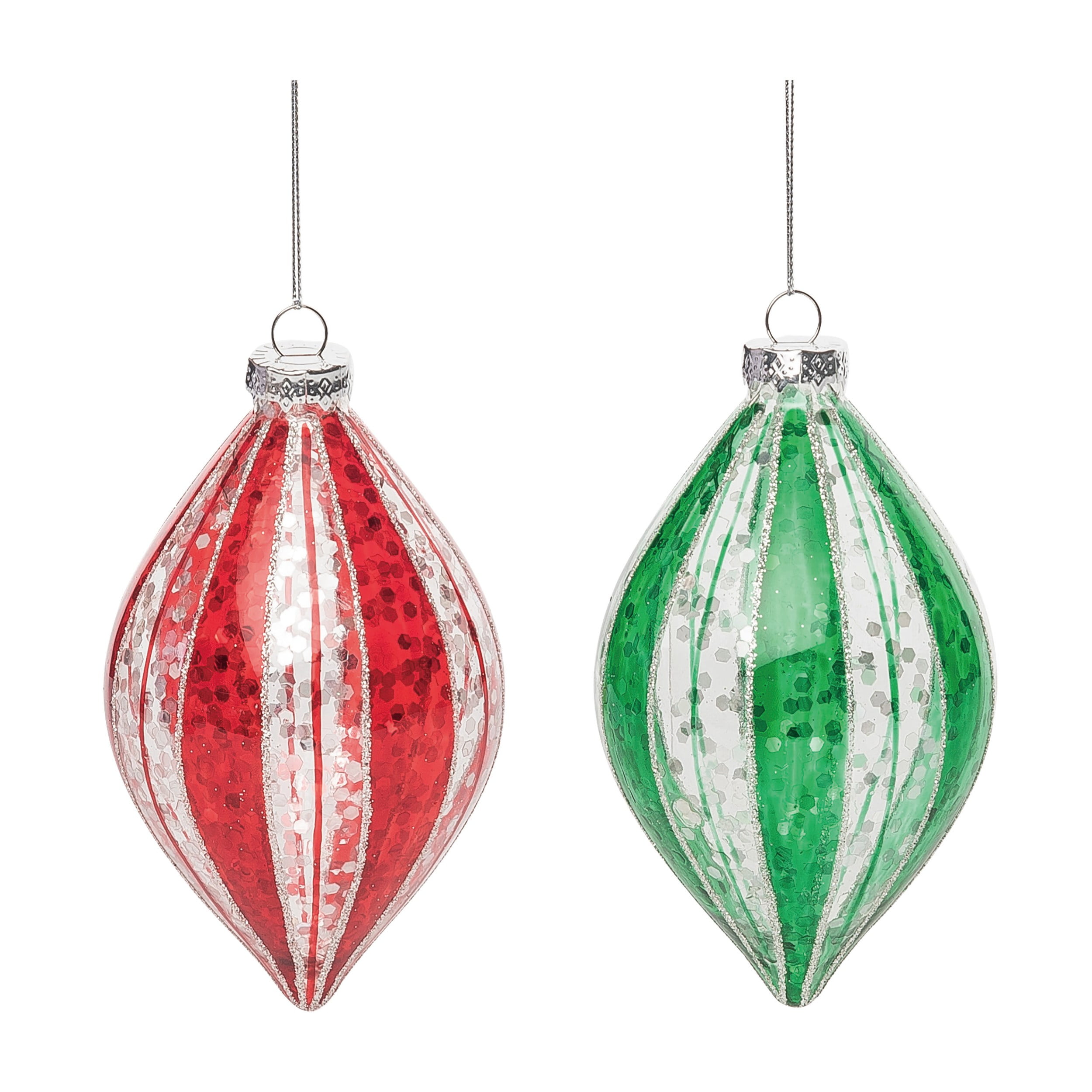 Transpac Glass 5.5 in. Multicolored Christmas Swirl Ornament Set of 2 ...