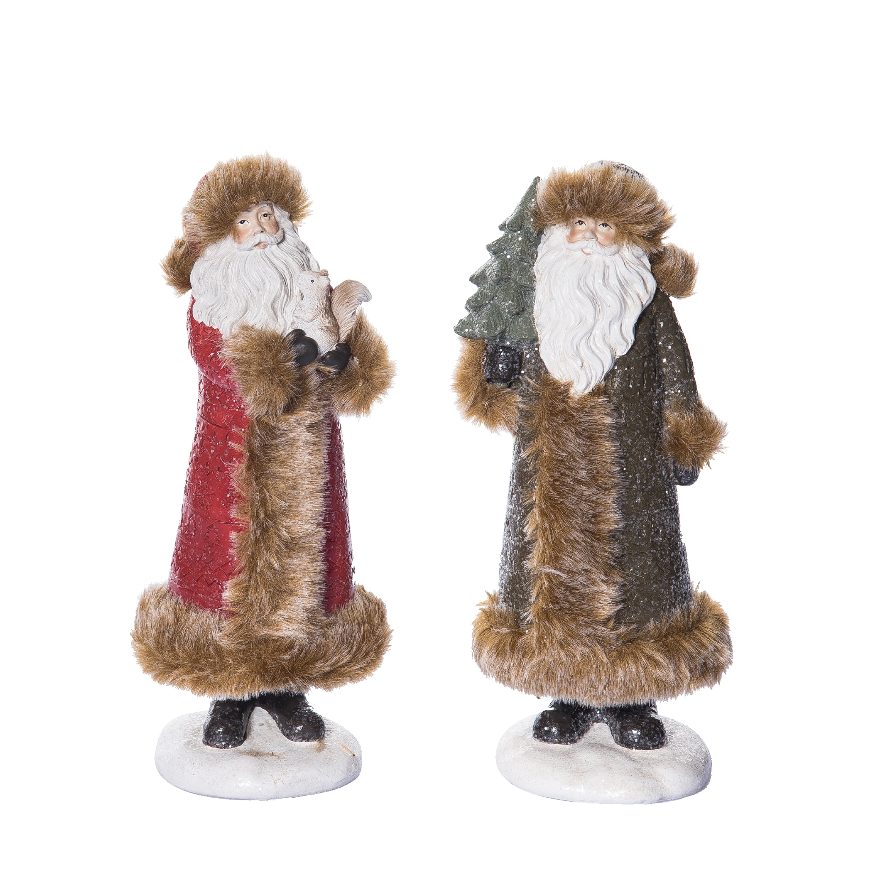 Transpac Medium Resin Woodland Santa Figurine Set of 2 Christmas Home ...