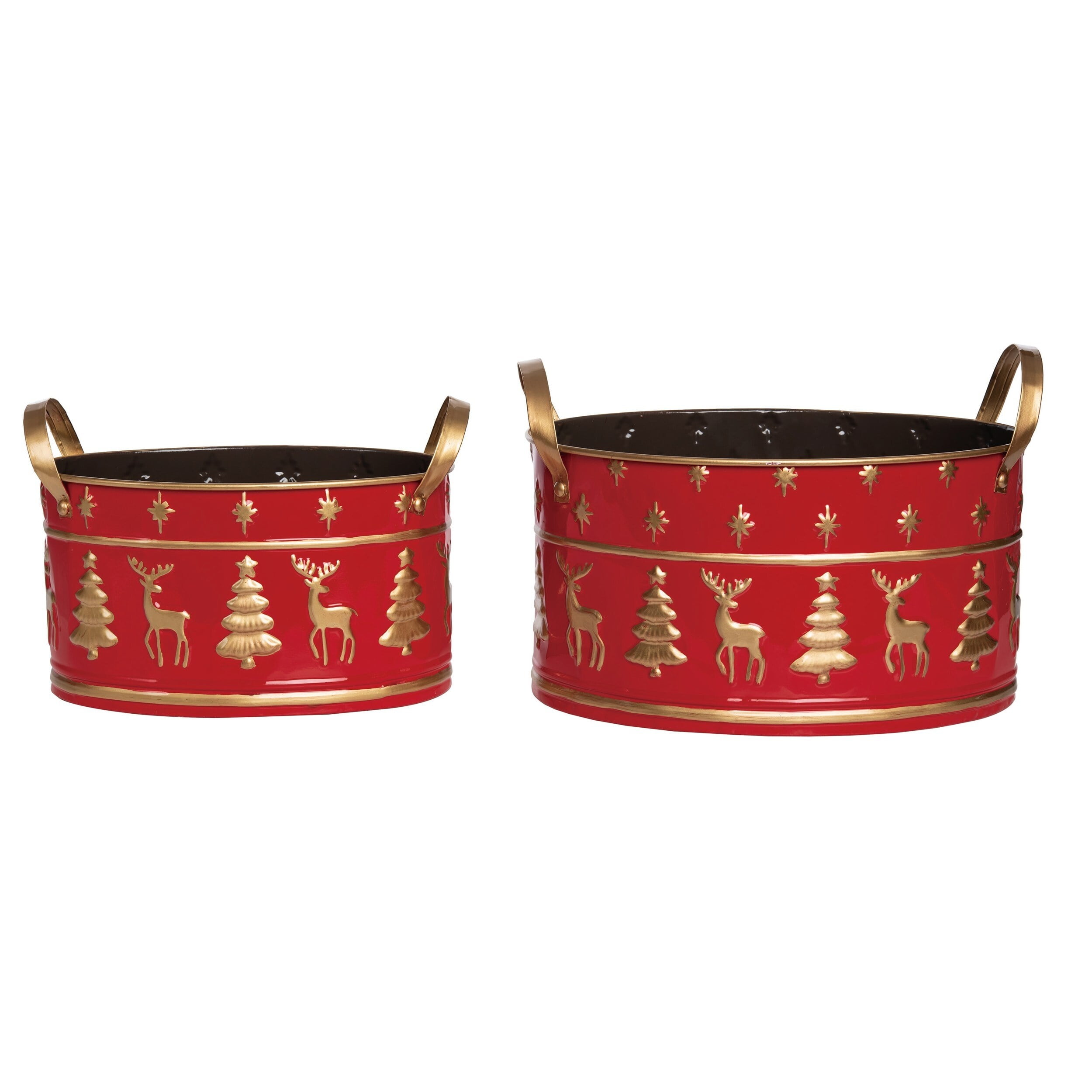 Transpac Metal 14.75 in. Multicolored Christmas Nested Buckets Set of 2 ...
