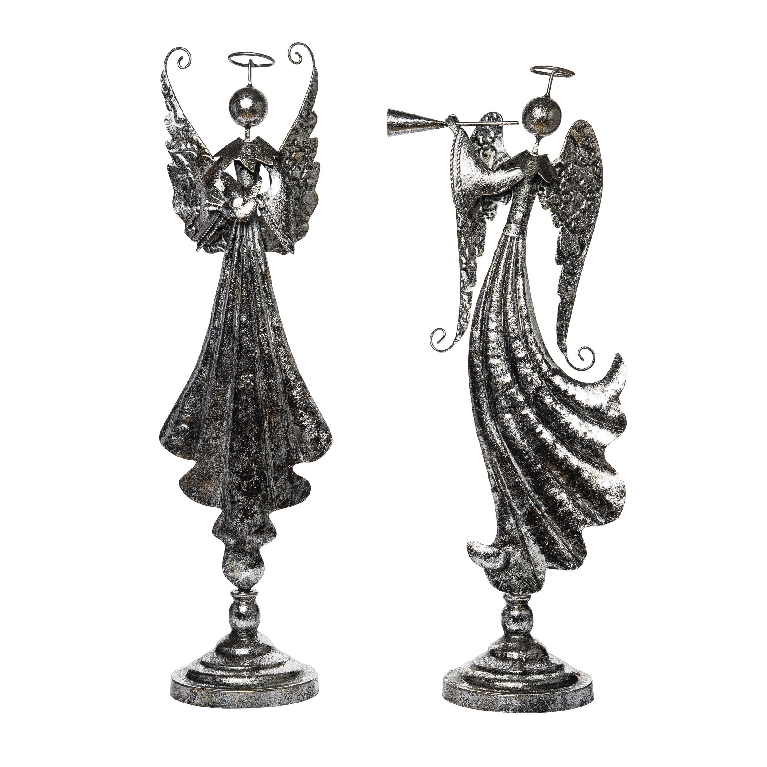 Transpac 21.5 in Silver Christmas Angel Decor Set of 2 Elegant Metal ...