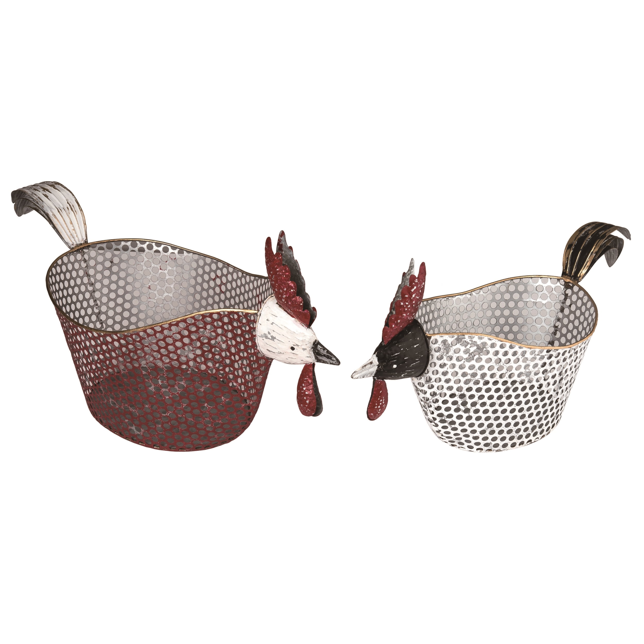 Transpac Metal 21" Multicolor Spring Rustic Chicken Baskets Set of 2 ...