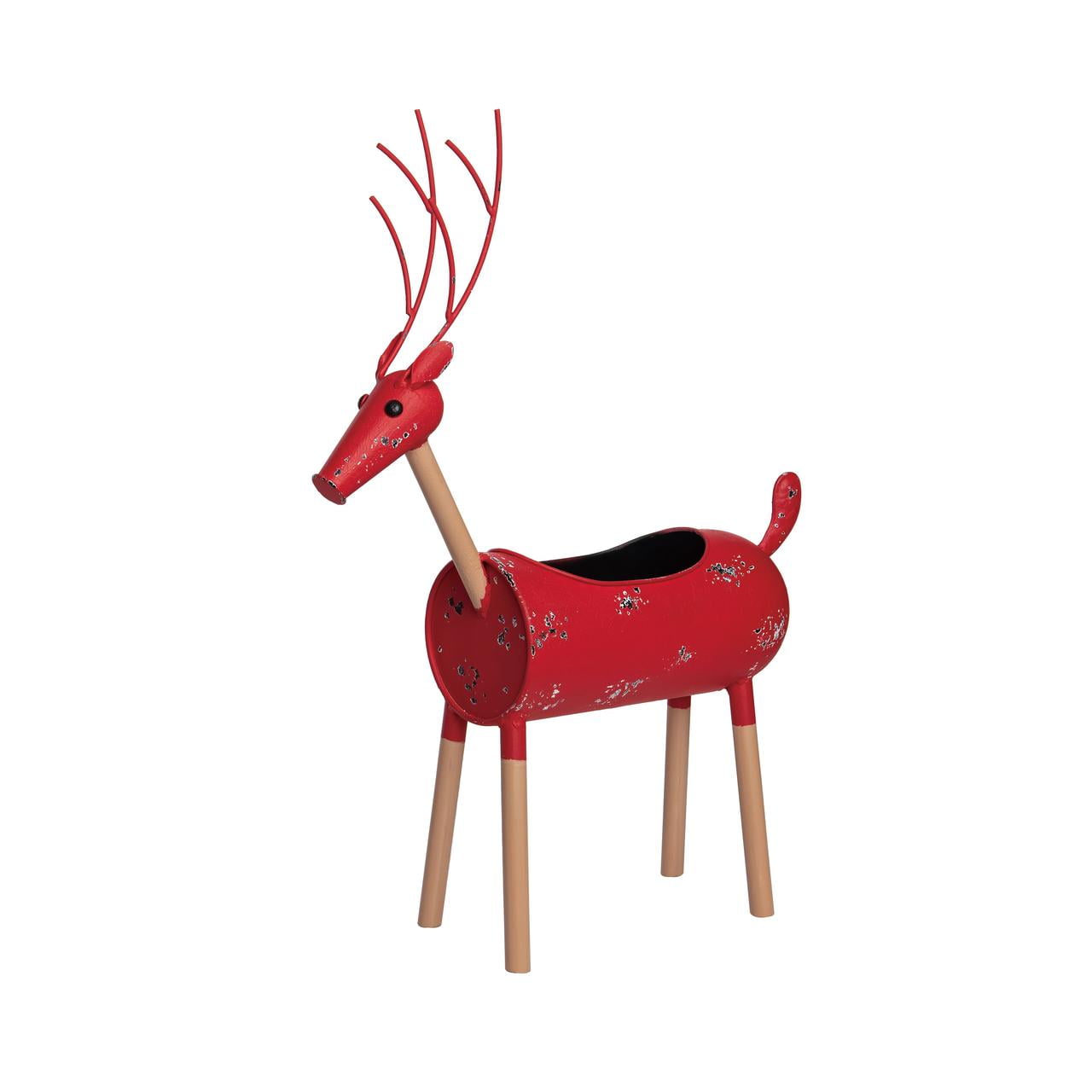 Transpac 21 Inch Red Metal Christmas Reindeer Decorative Object Simple ...