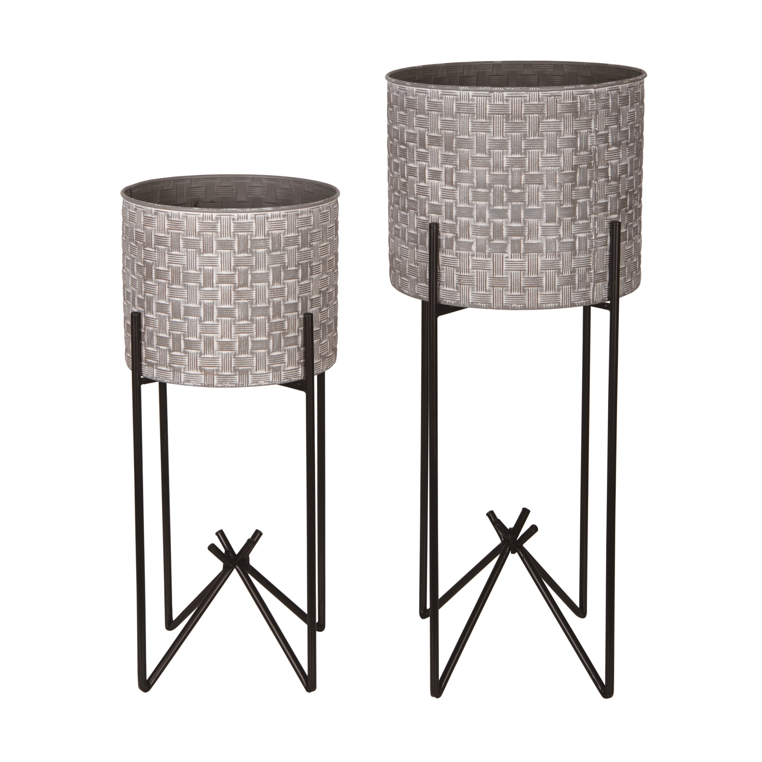 Transpac Metal 27.75" Silver Spring Interwoven Basket Design Containers ...