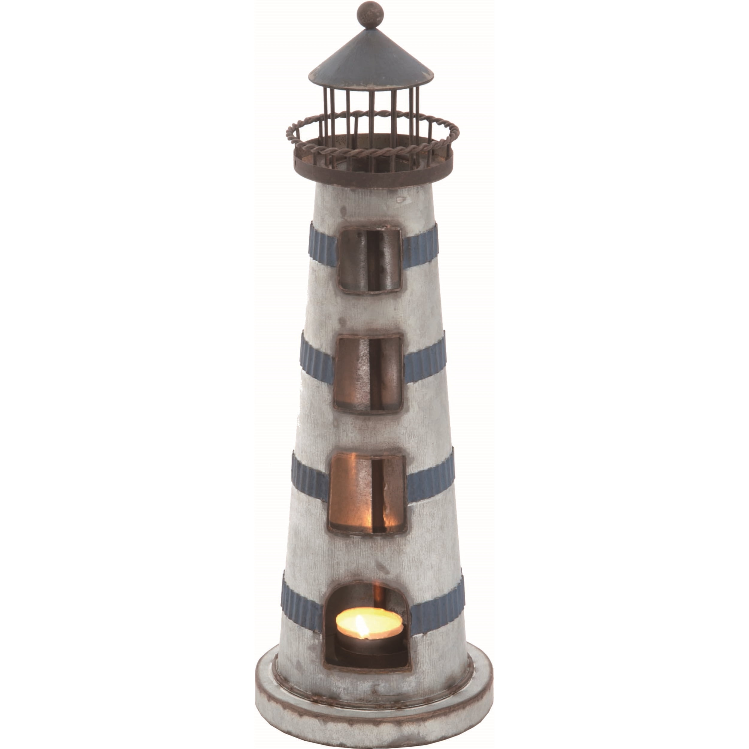 Transpac Metal 5.5 in. Multicolor Spring Lighthouse Tealight Holder ...