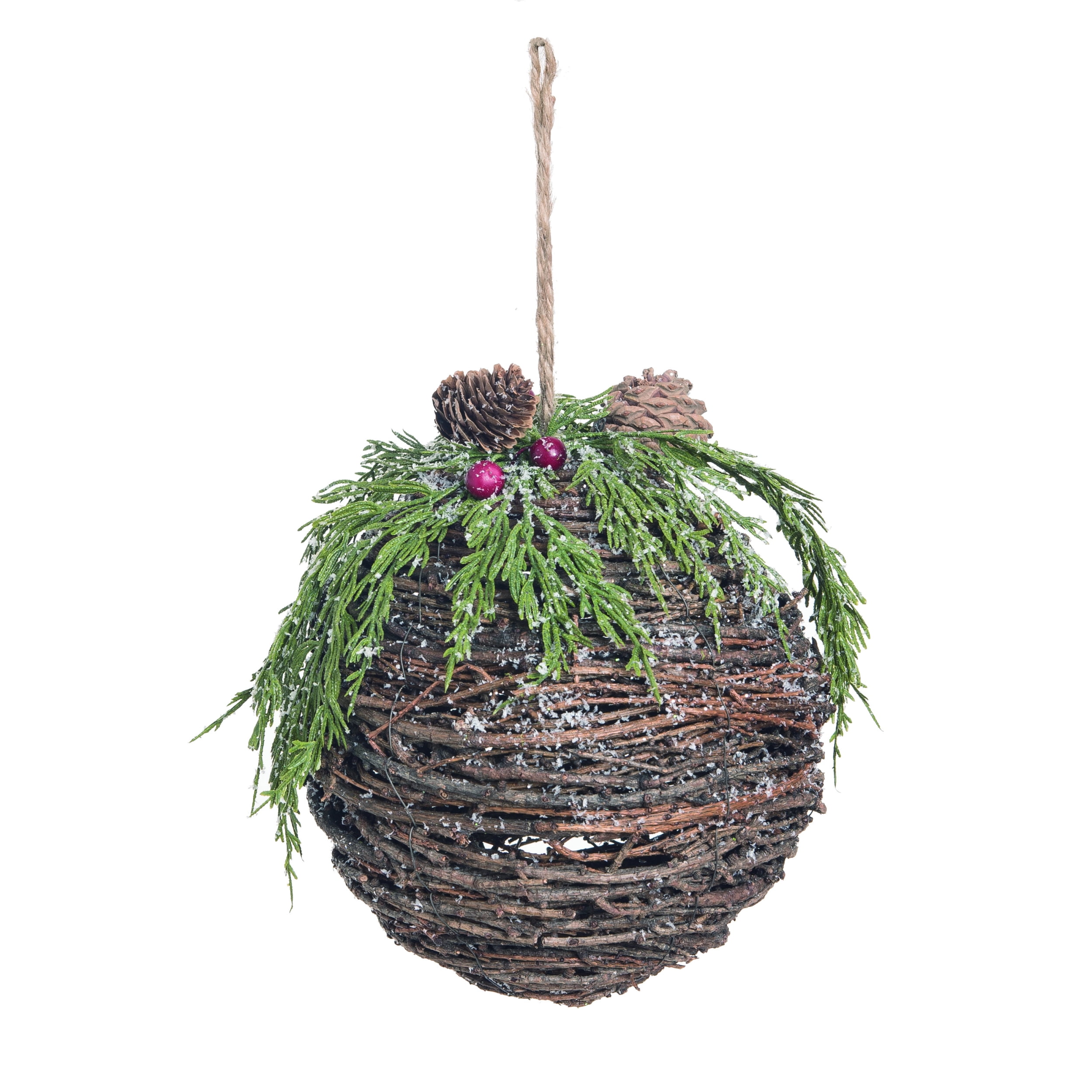 Transpac Natural Fiber 8 in. Multicolor Christmas Twig Wrapped Ball ...