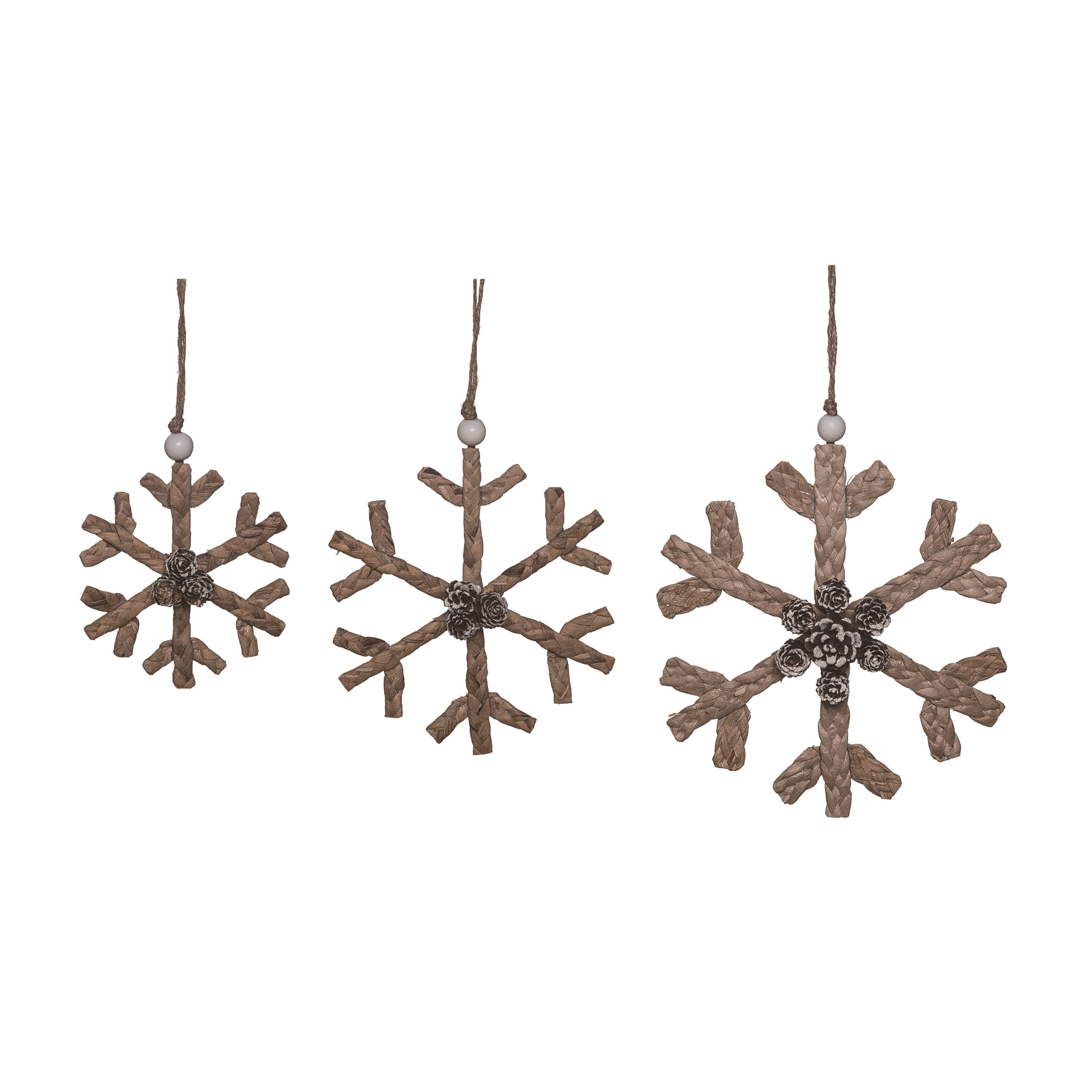 Transpac Natural Fiber Brown Christmas Straw Woven Snowflake Decor Set ...