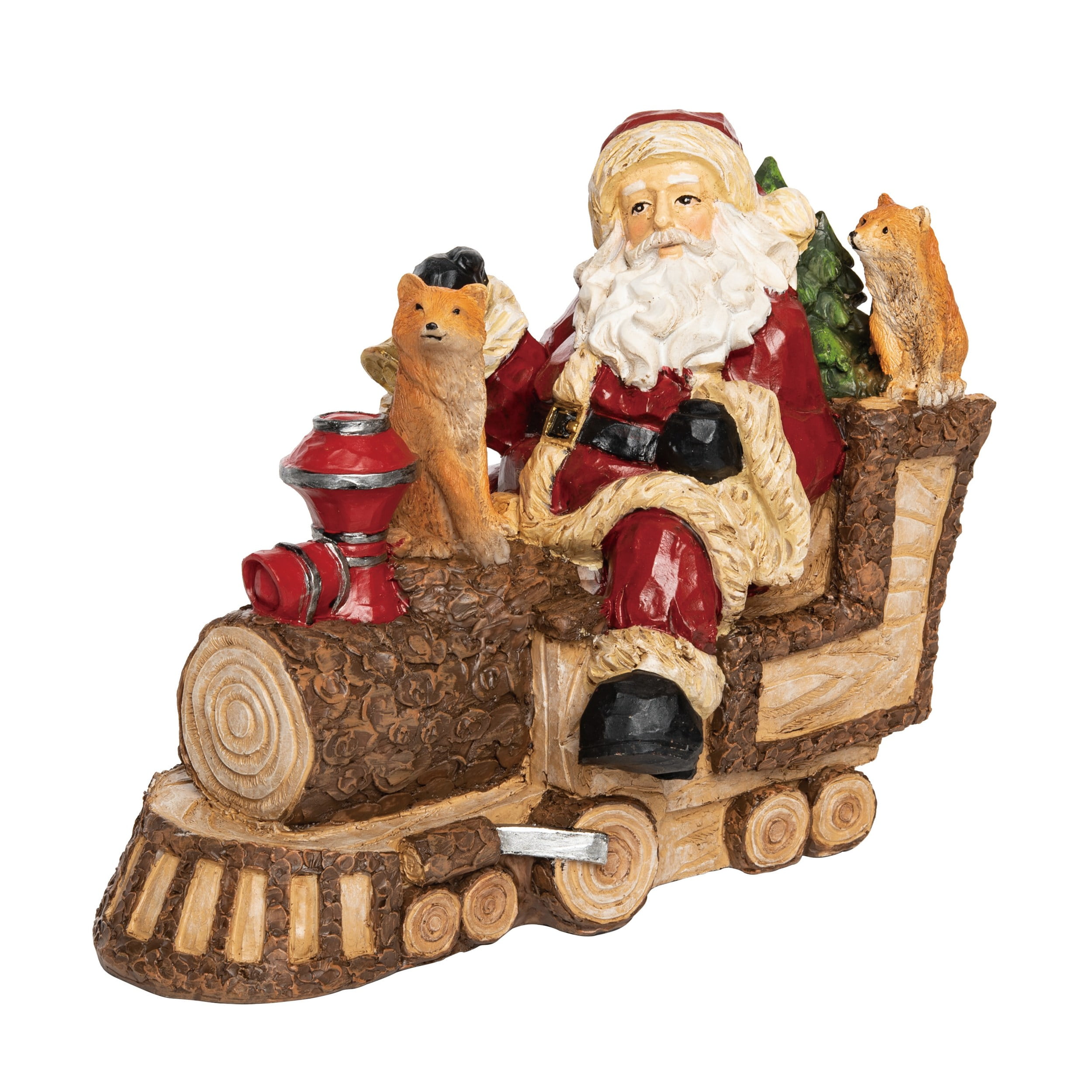 Transpac 10.25 in Multicolored Christmas Santa and Critters Train Decor ...
