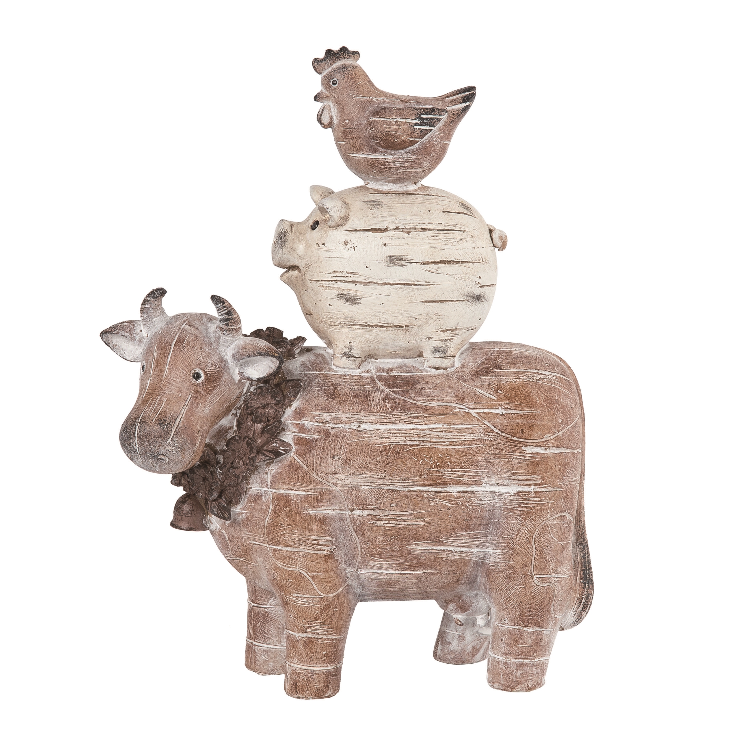 Transpac Resin 10" Brown Spring Rustic Farm Animal Stack Decor ...