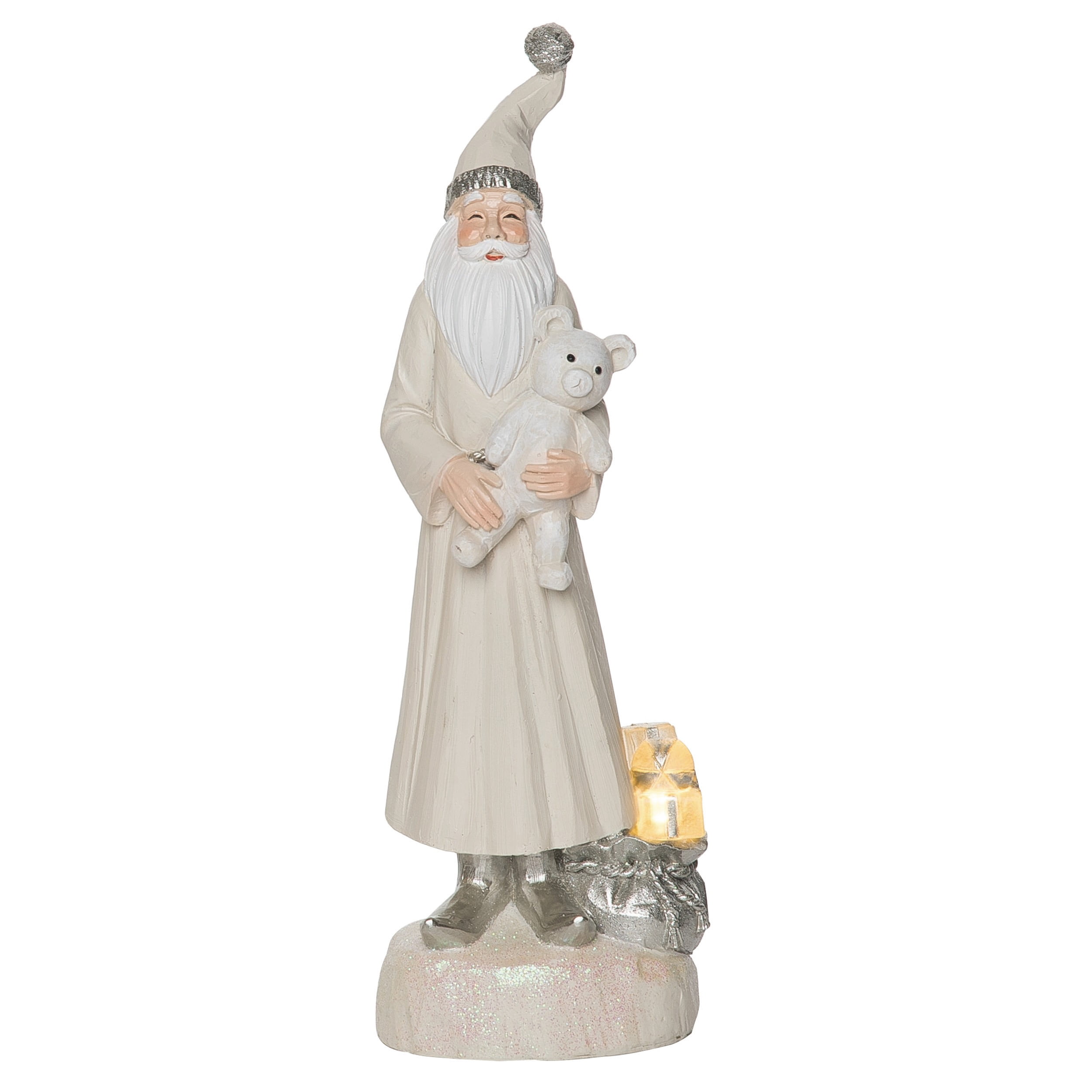 Transpac Resin 10 in. Multicolored Christmas Light Up Fancy Santa ...