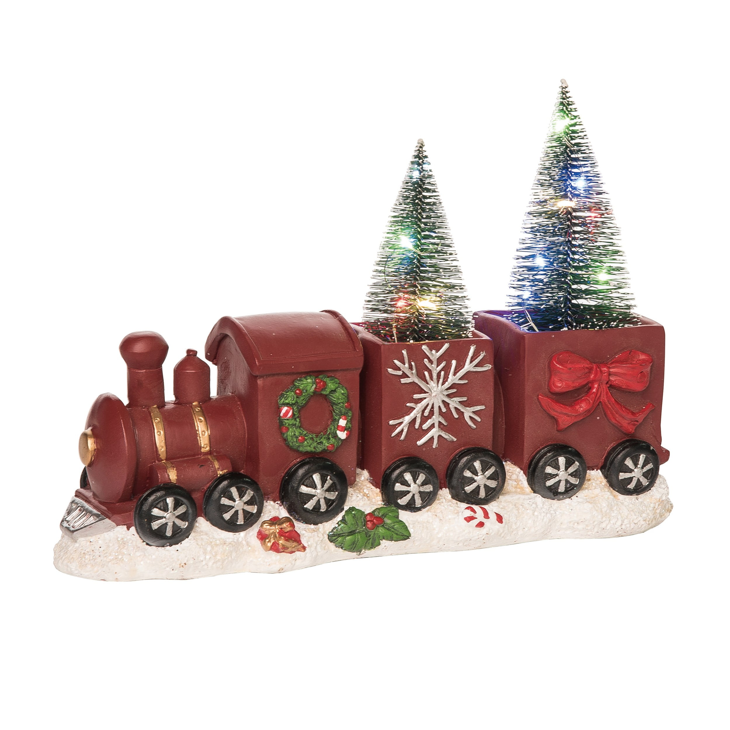 Transpac 12 Inch Multicolored Christmas Light Up Train with Trees ...