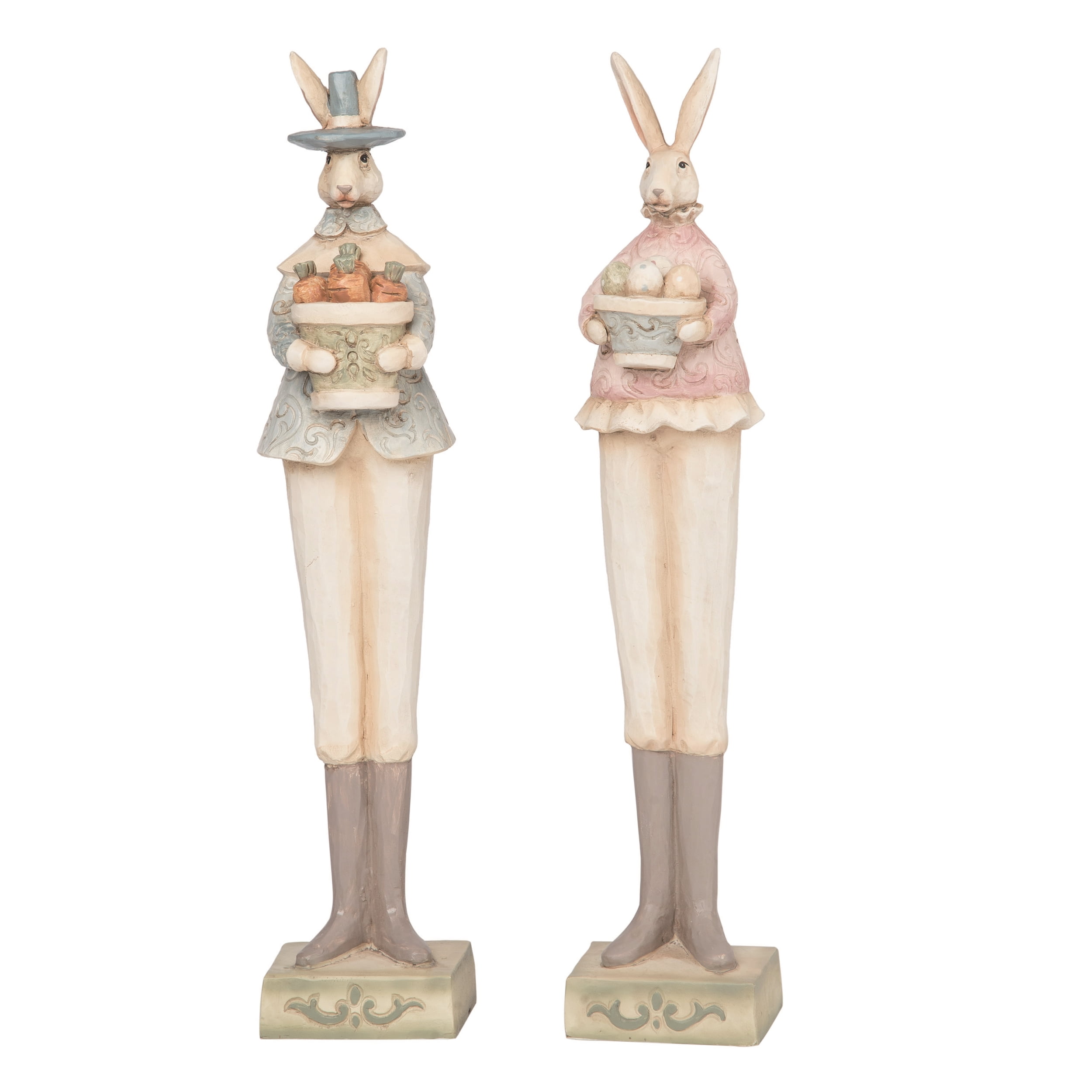 Transpac Resin 13" White Easter Prim and Proper Bunny Figurines Set of ...