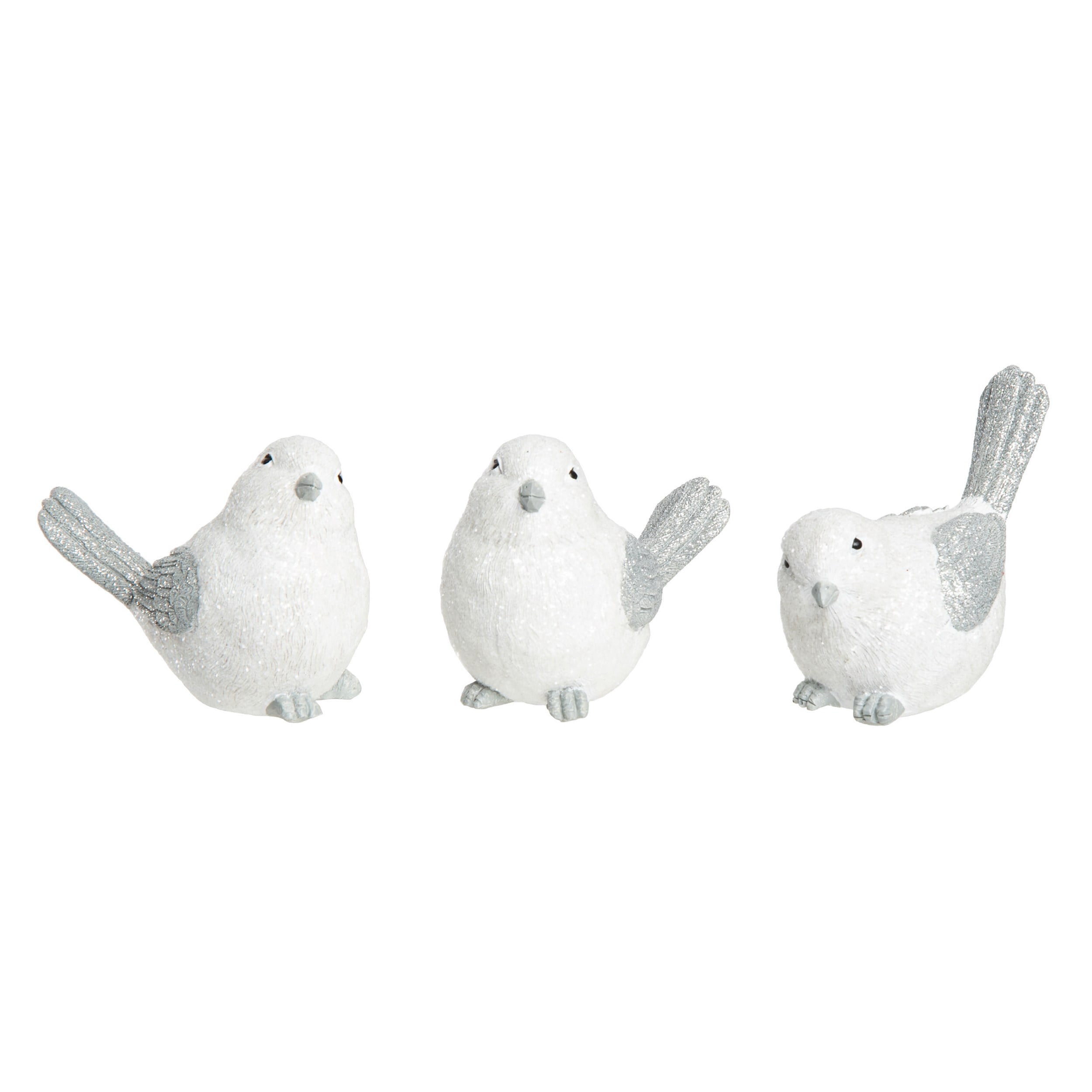 Transpac Resin 4 in. White Christmas Wing Bird Figurine Set of 3 ...
