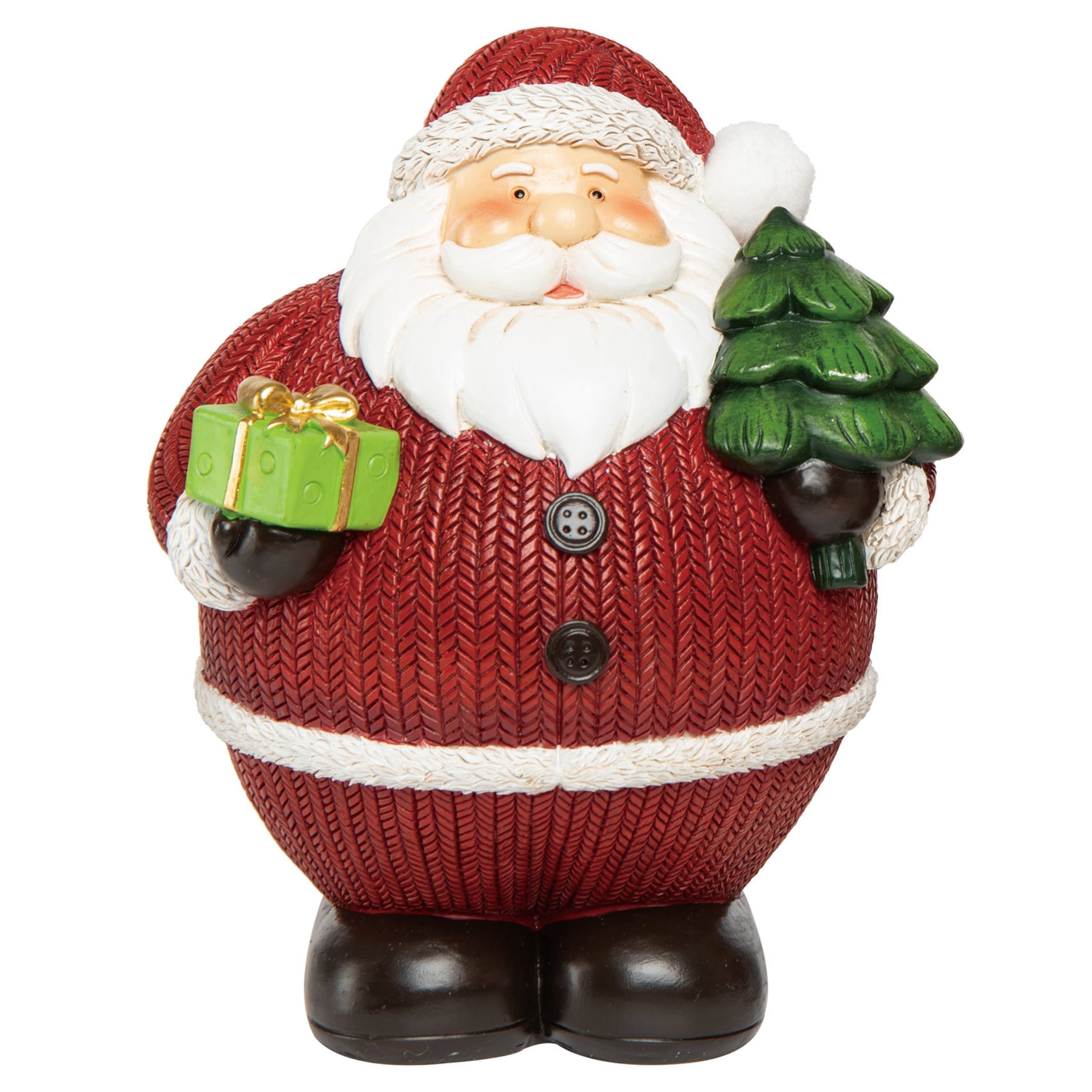 Transpac Resin 6.4 in. Red Christmas Knit Suit Santa Figurine - Walmart.com