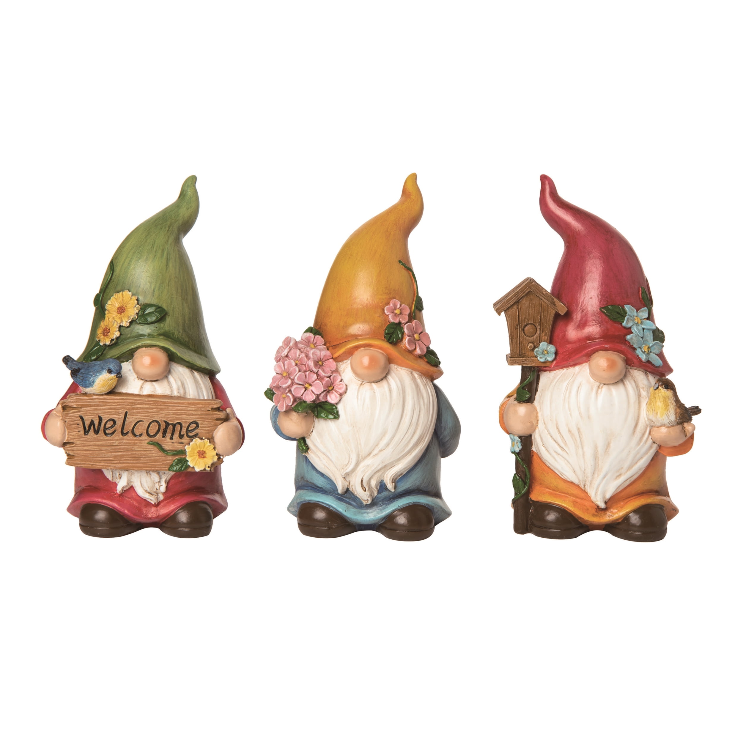 Transpac Resin 6" Multicolor Spring Friendly Gnome Figurines Set of 3 ...