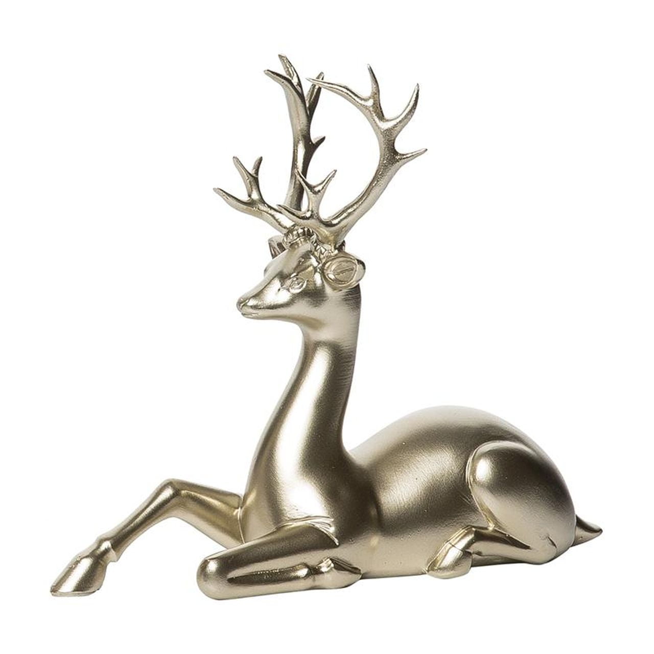 Transpac Resin 9 in. Gold Christmas Golden Sitting Reindeer Decor ...