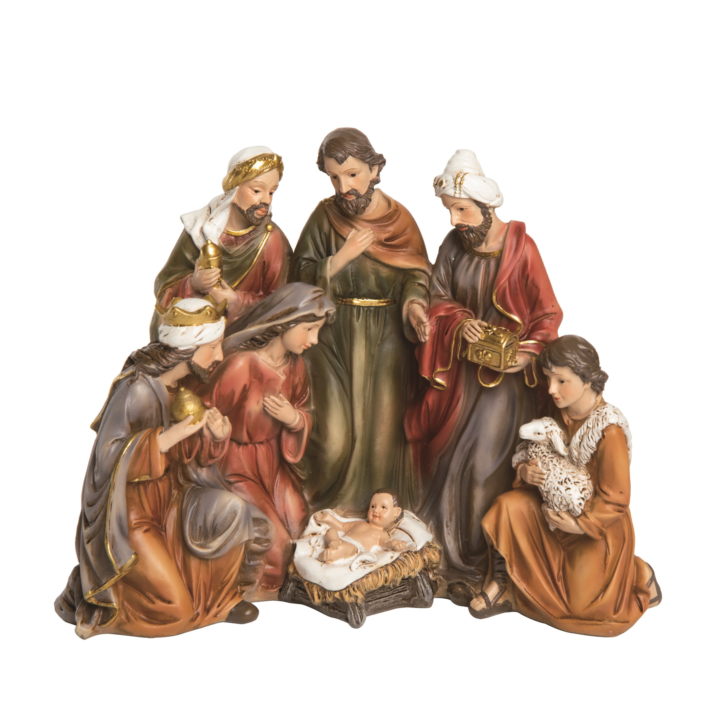 Transpac Resin 9 in. Multicolor Christmas Sculpted Robe Nativity Decor ...