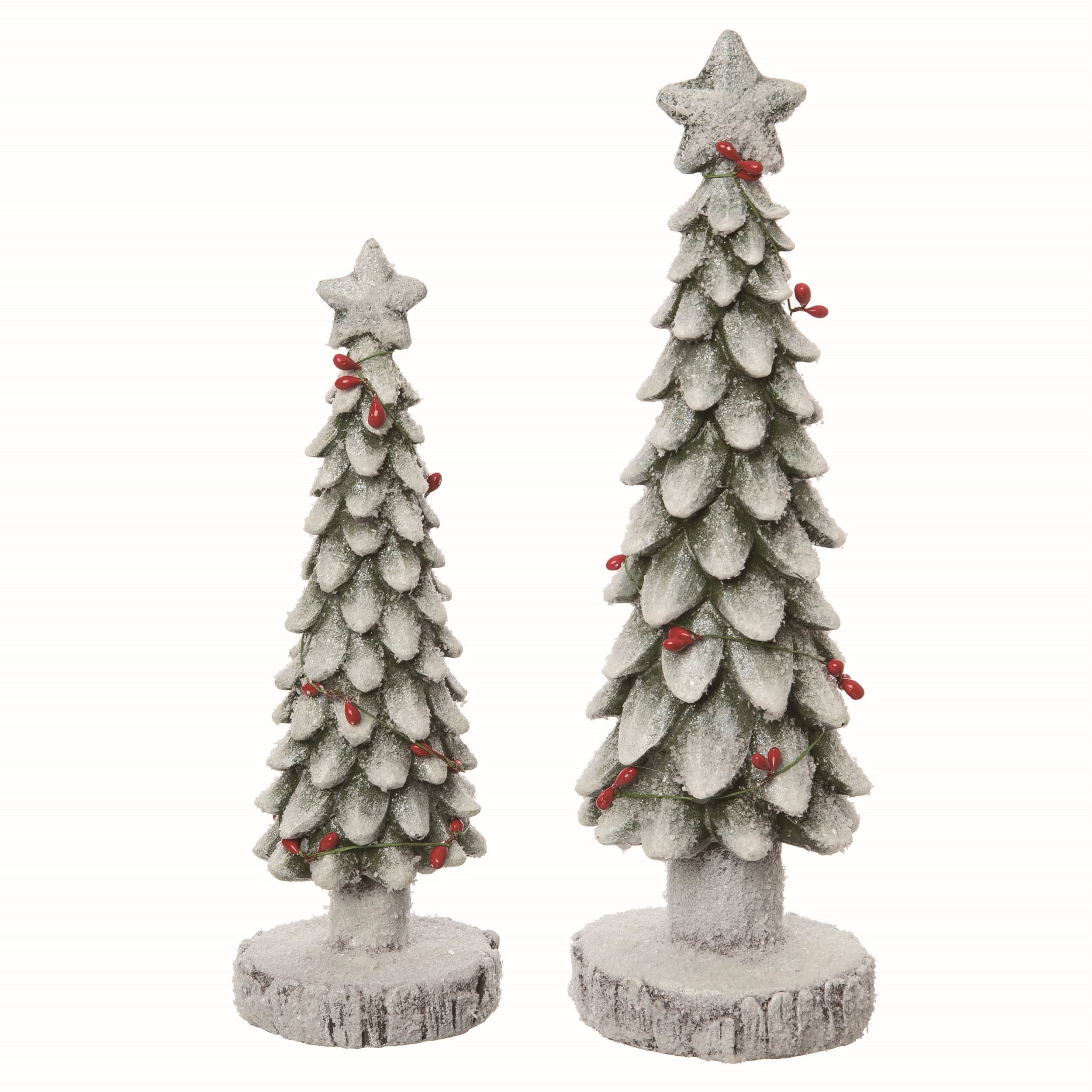 Transpac Resin Multicolor Christmas Trees with Faux Birch Base Set of 2 ...