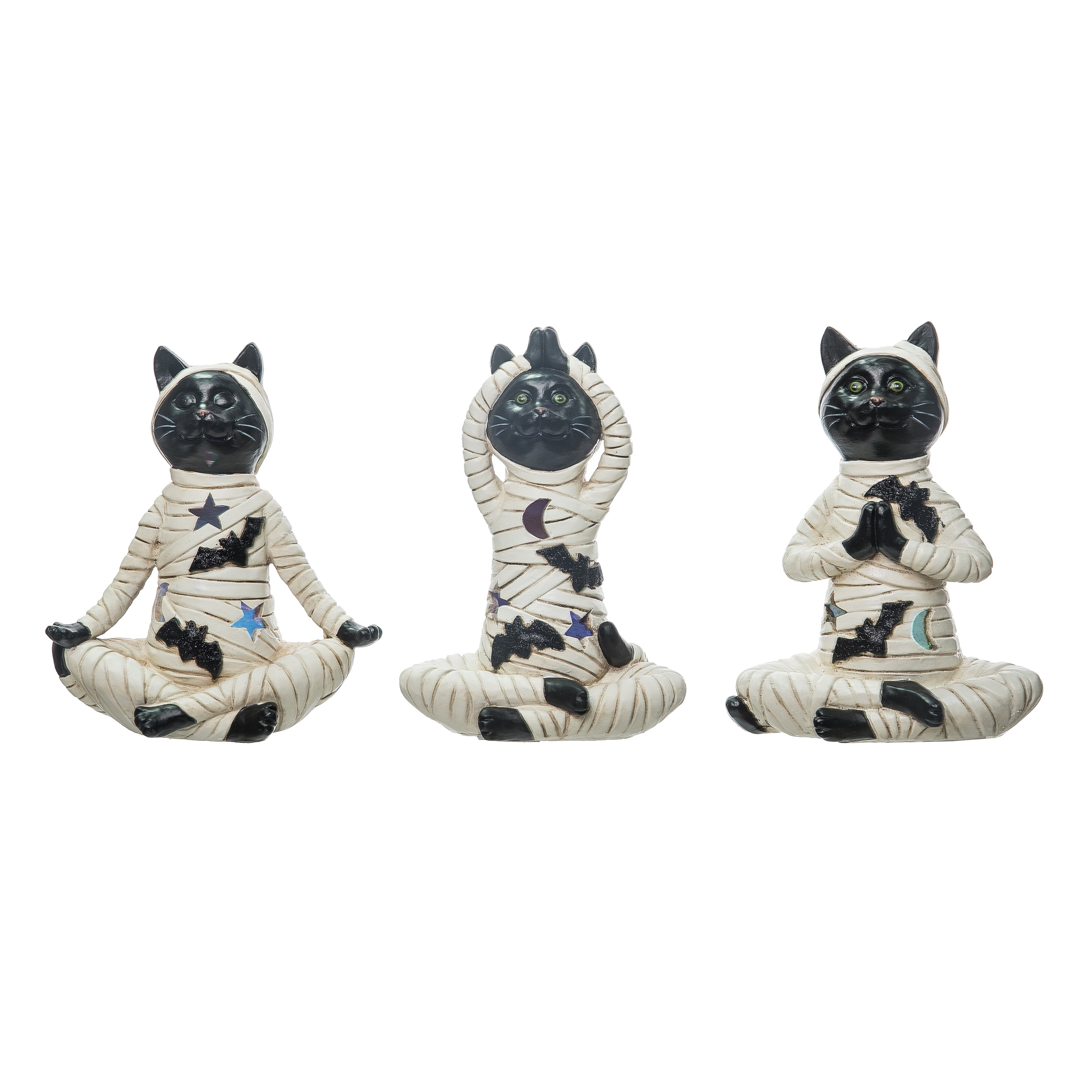 Transpac Resin Mummy Posing Cat Figurine Set of 3 Halloween Home ...