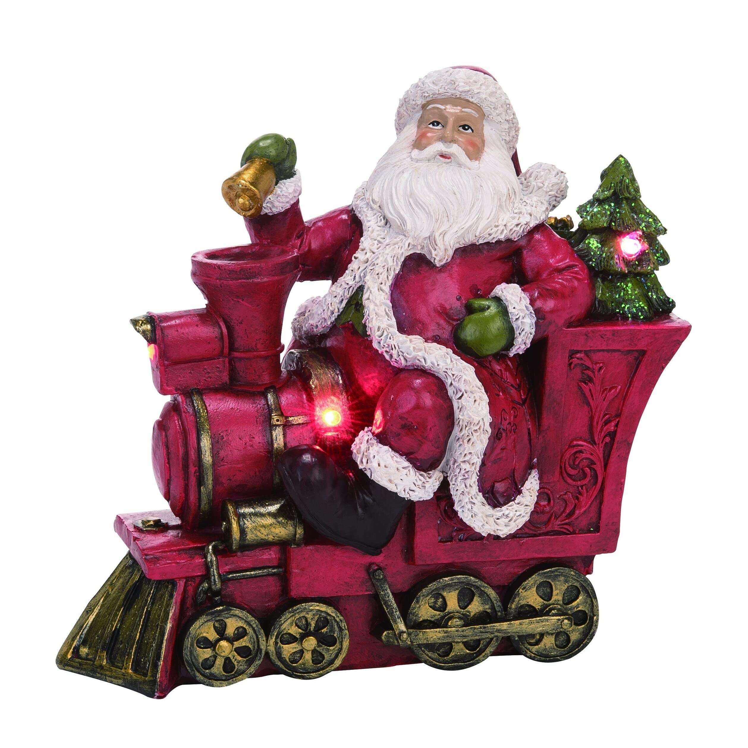 Transpac Resin Red Christmas Light Up Santa with Train - Walmart.com