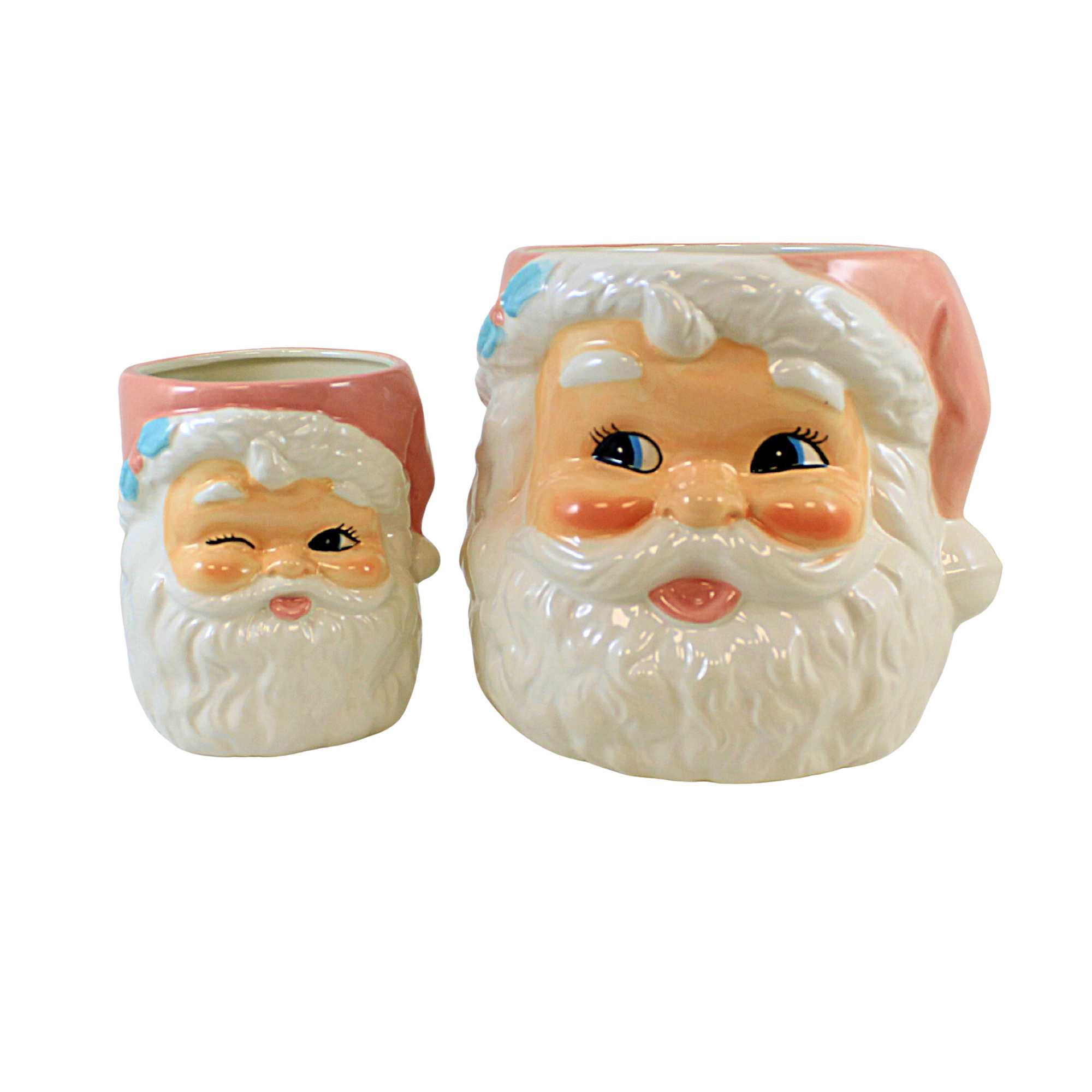 Transpac Retro-Looking Santa Nesting Bowls - Two Nesting Santa ...