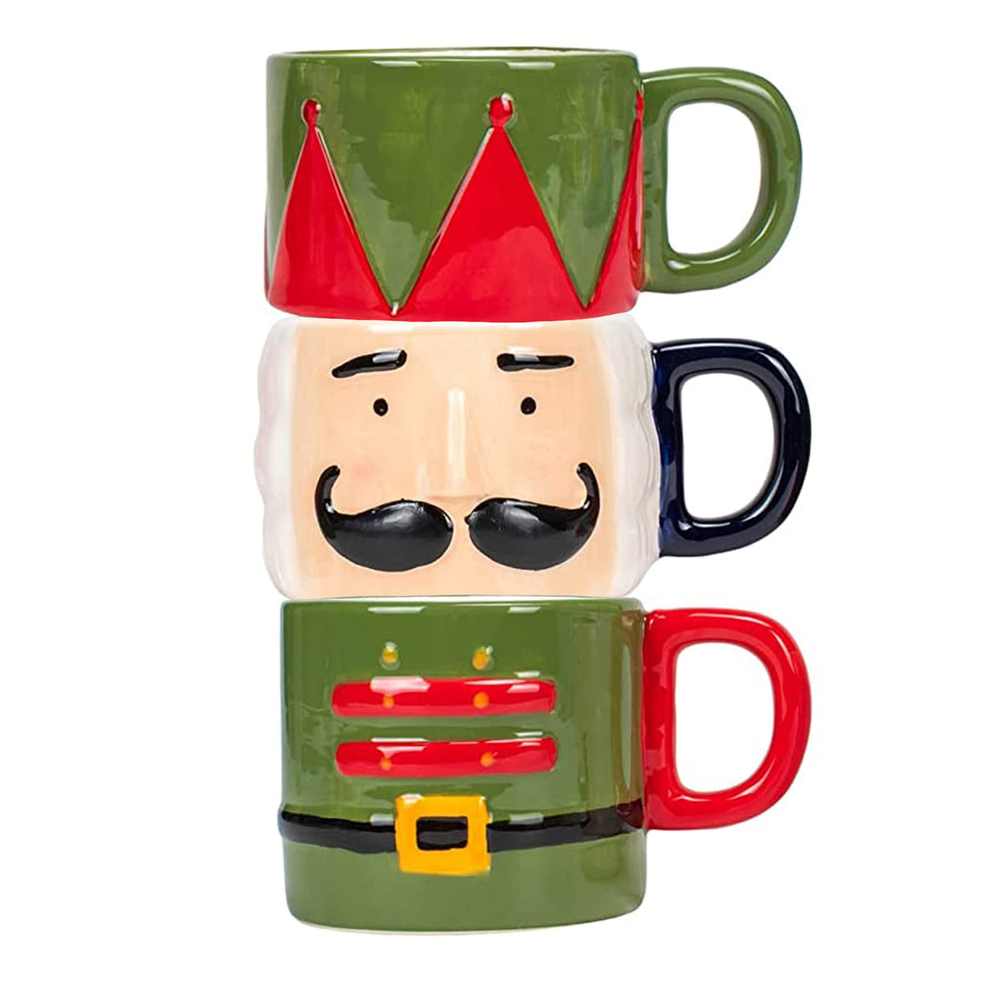 Transpac Santa Nutcracker Elf Green 14 ounce Ceramic Stackable Coffee ...