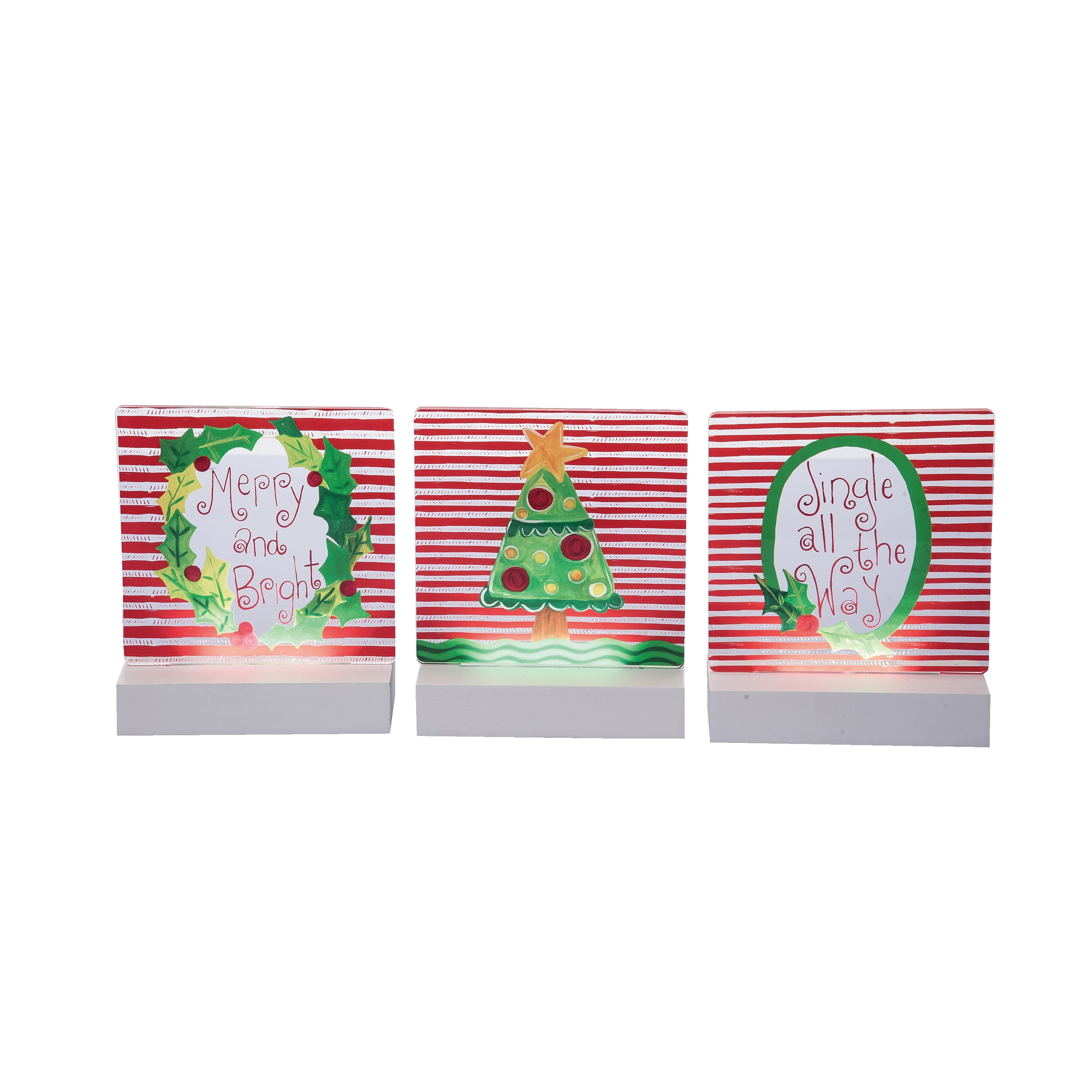 Transpac Set of 3 Light Up LED Table Signs Christmas Home Decorations ...